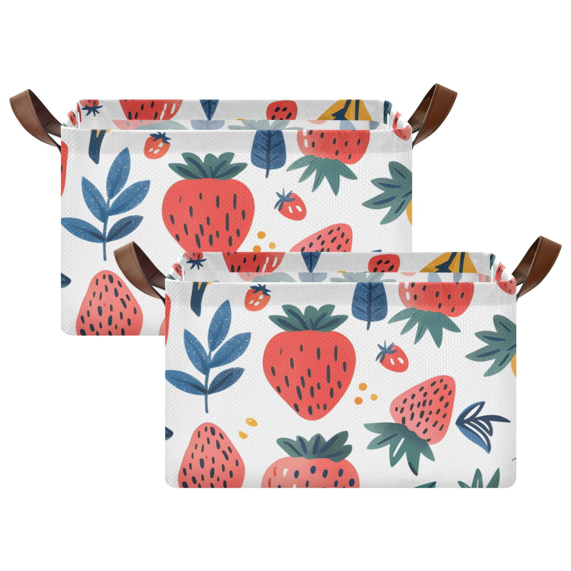 Ryvnso Strawberry and Leaf Storage Bins Large Basket Foldable Cube Toys ...