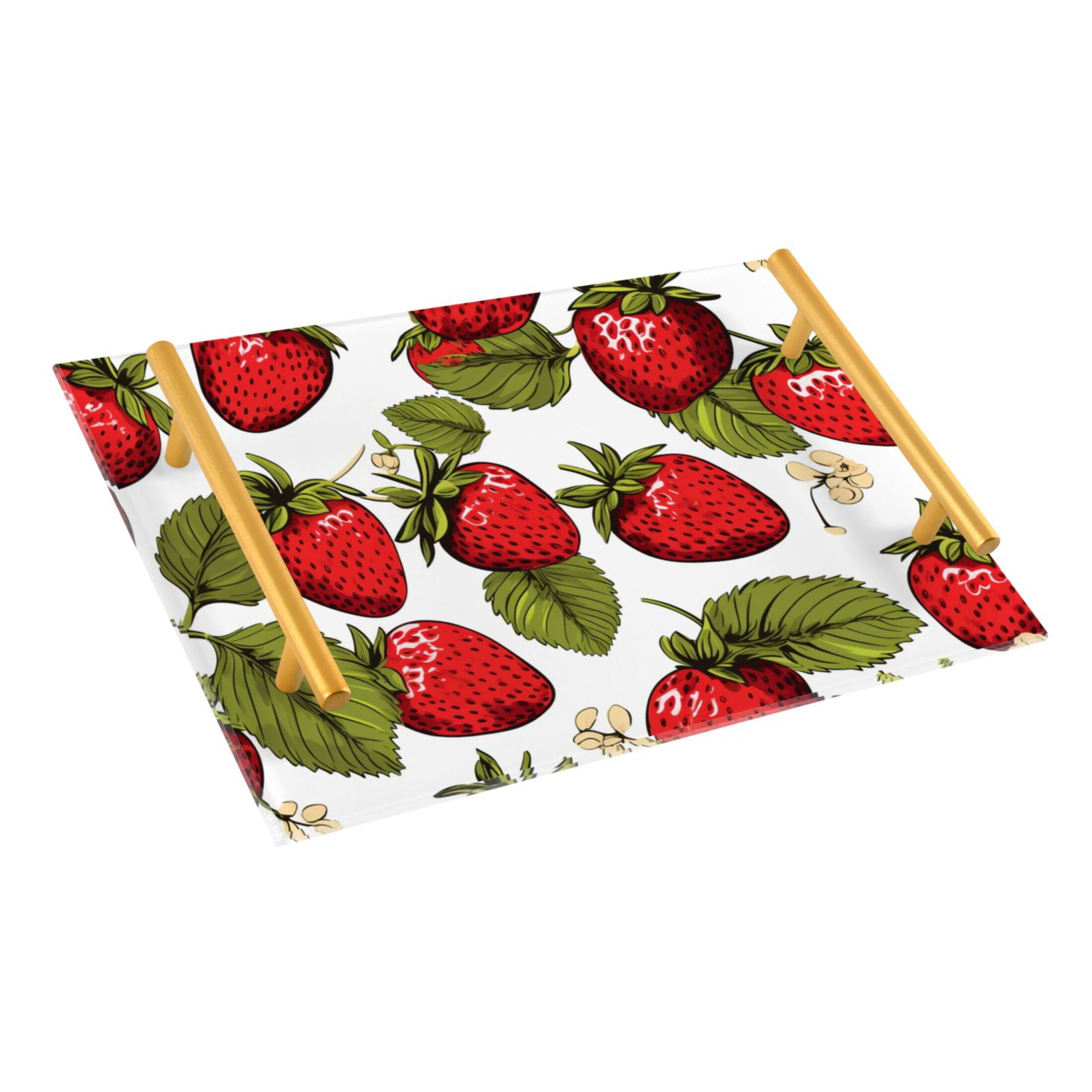 Ryvnso Strawberry with Leaves Bathroom Tray Vanity Countertop Trays ...