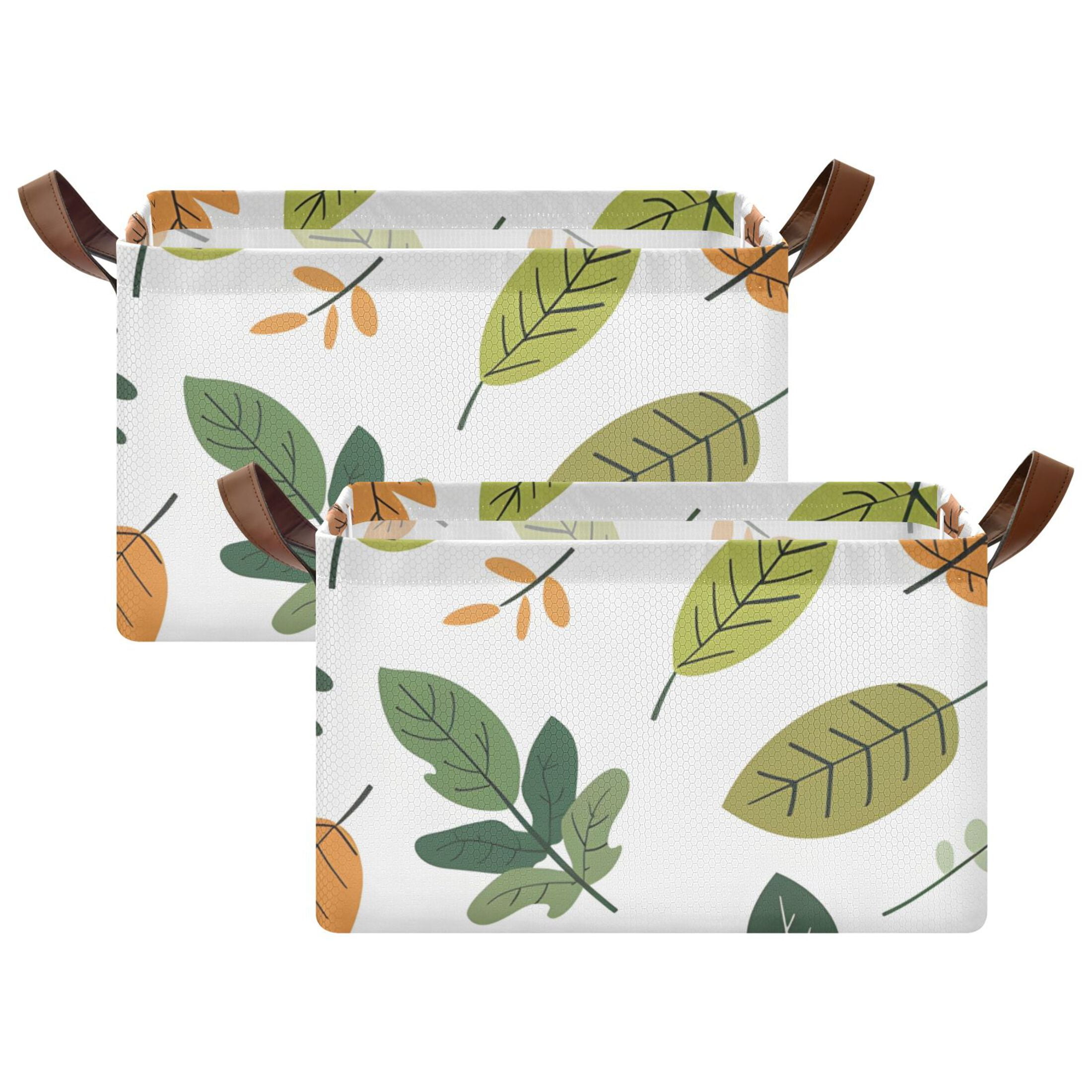 Ryvnso Summer Leaves Storage Bins Large Basket Foldable Cube Toys ...