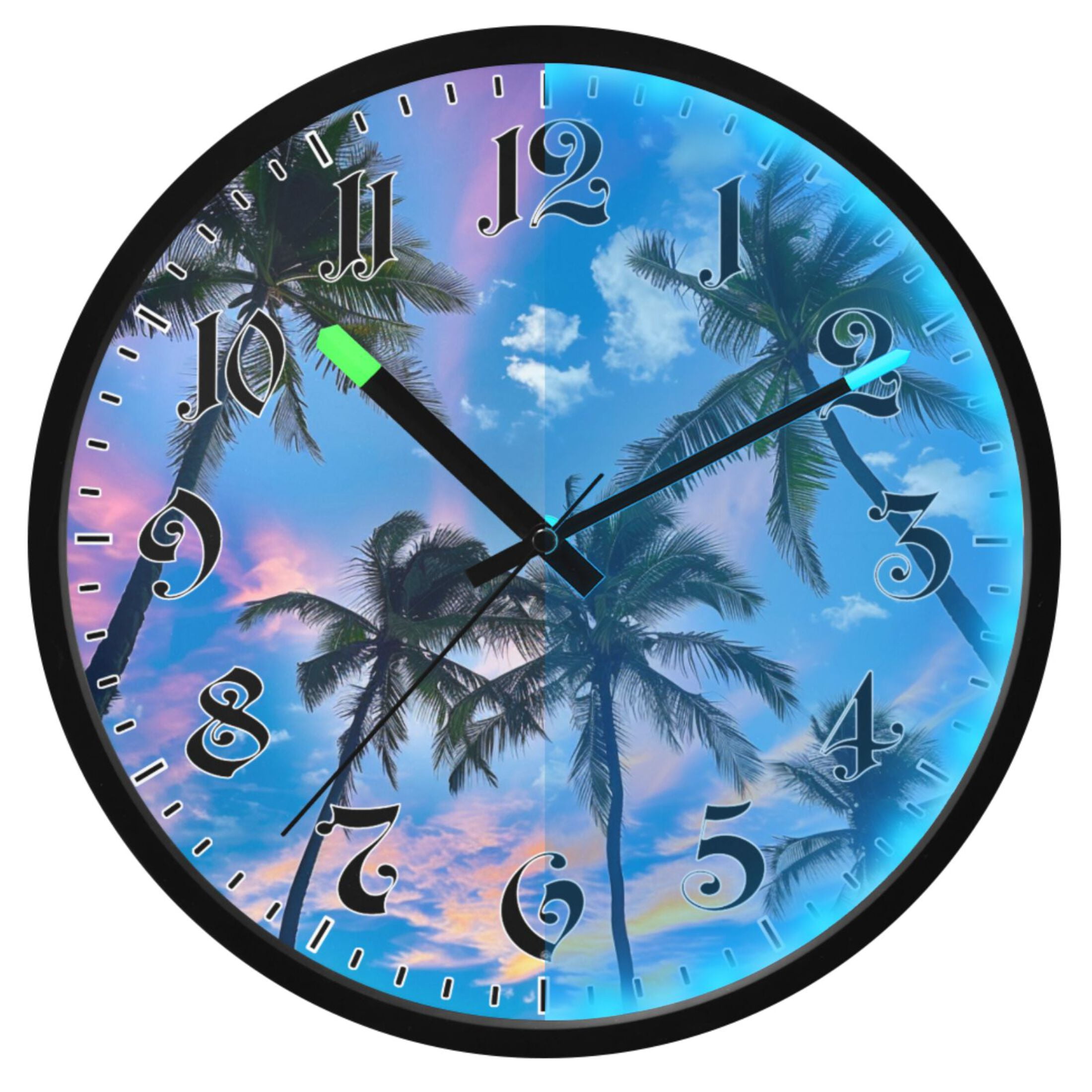 Ryvnso Summer Tropical Palm Tree 12 Inch Night Light Wall Clock ...