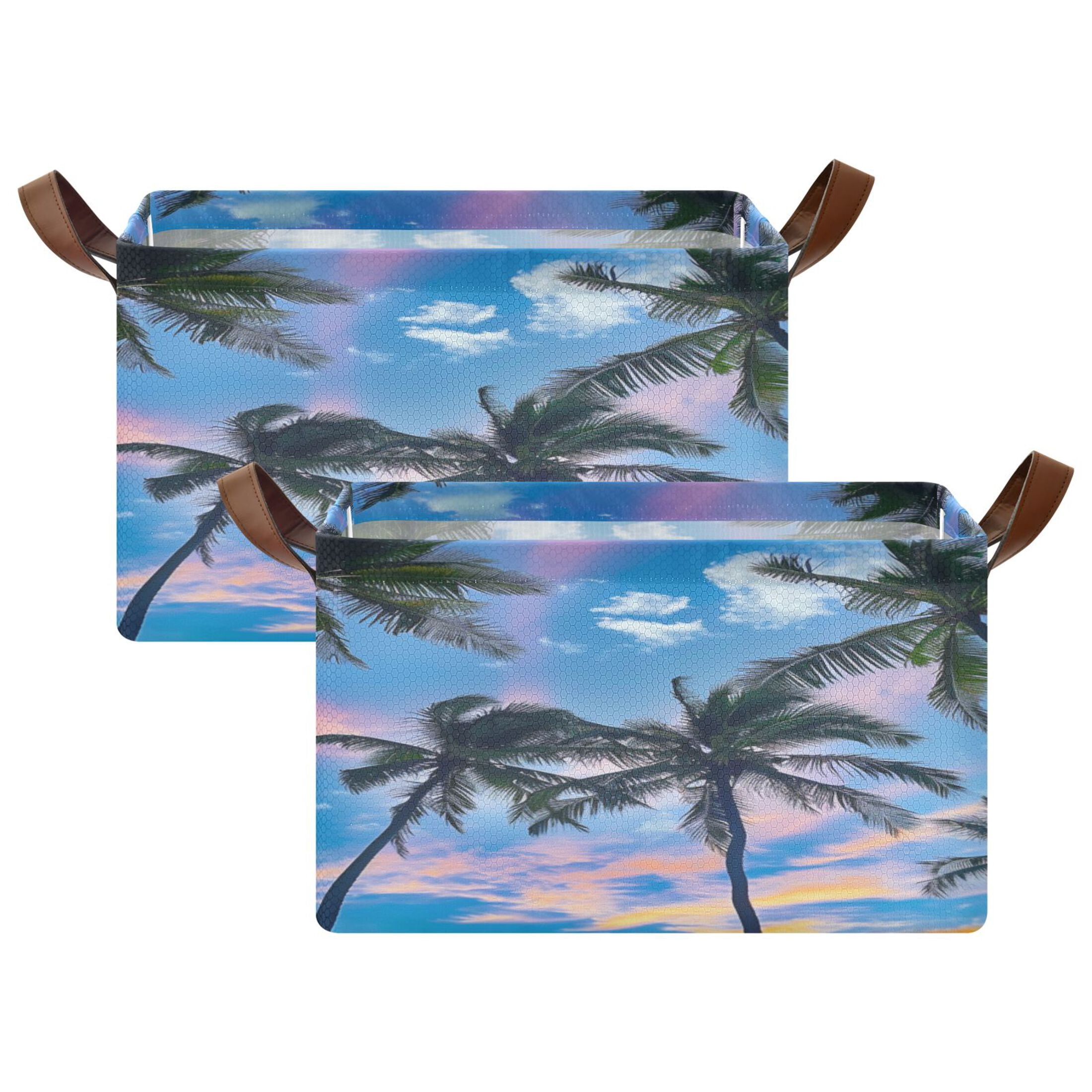 Ryvnso Summer Tropical Palm Tree Storage Bins Large Basket Foldable ...