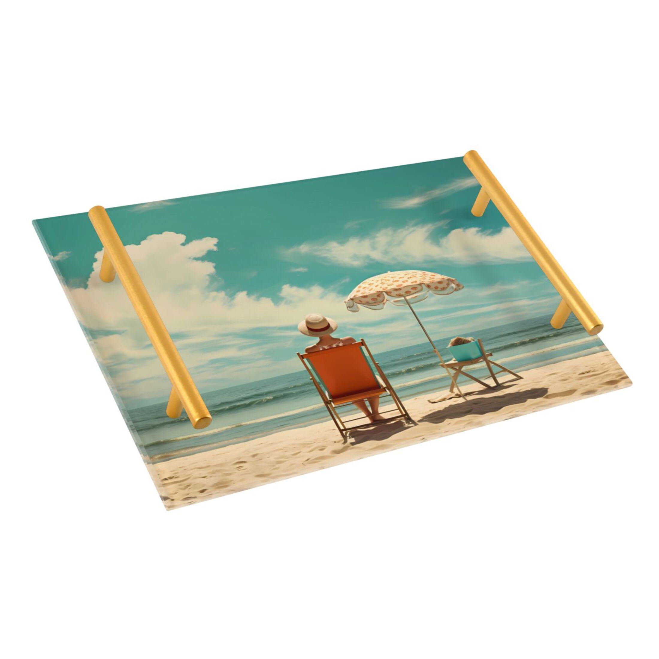 Ryvnso Summer Vocation Beach Bathroom Tray Vanity Countertop Trays ...