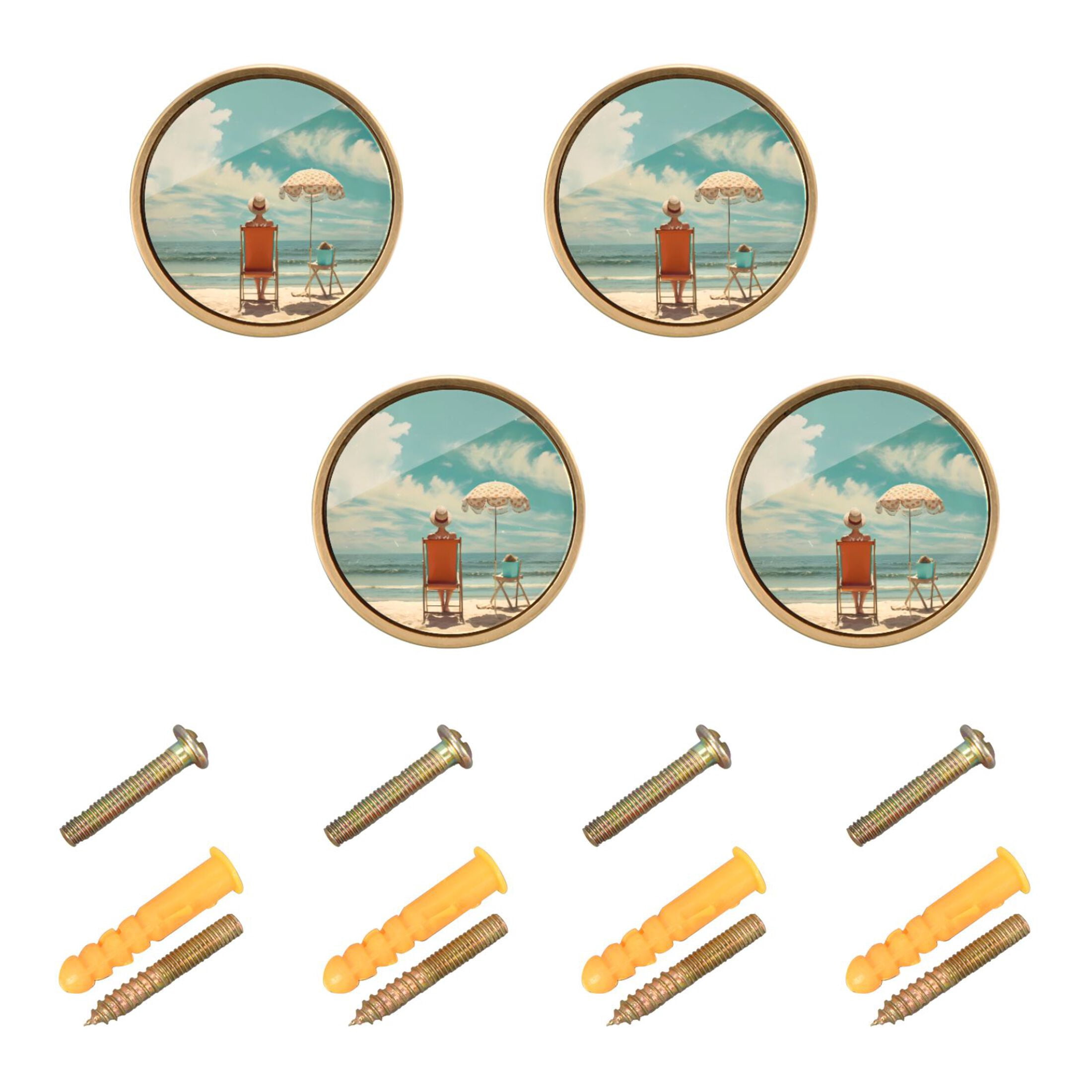 Ryvnso Summer Vocation Beach Cabinet Knobs Kitchen Door Round Pulls ...