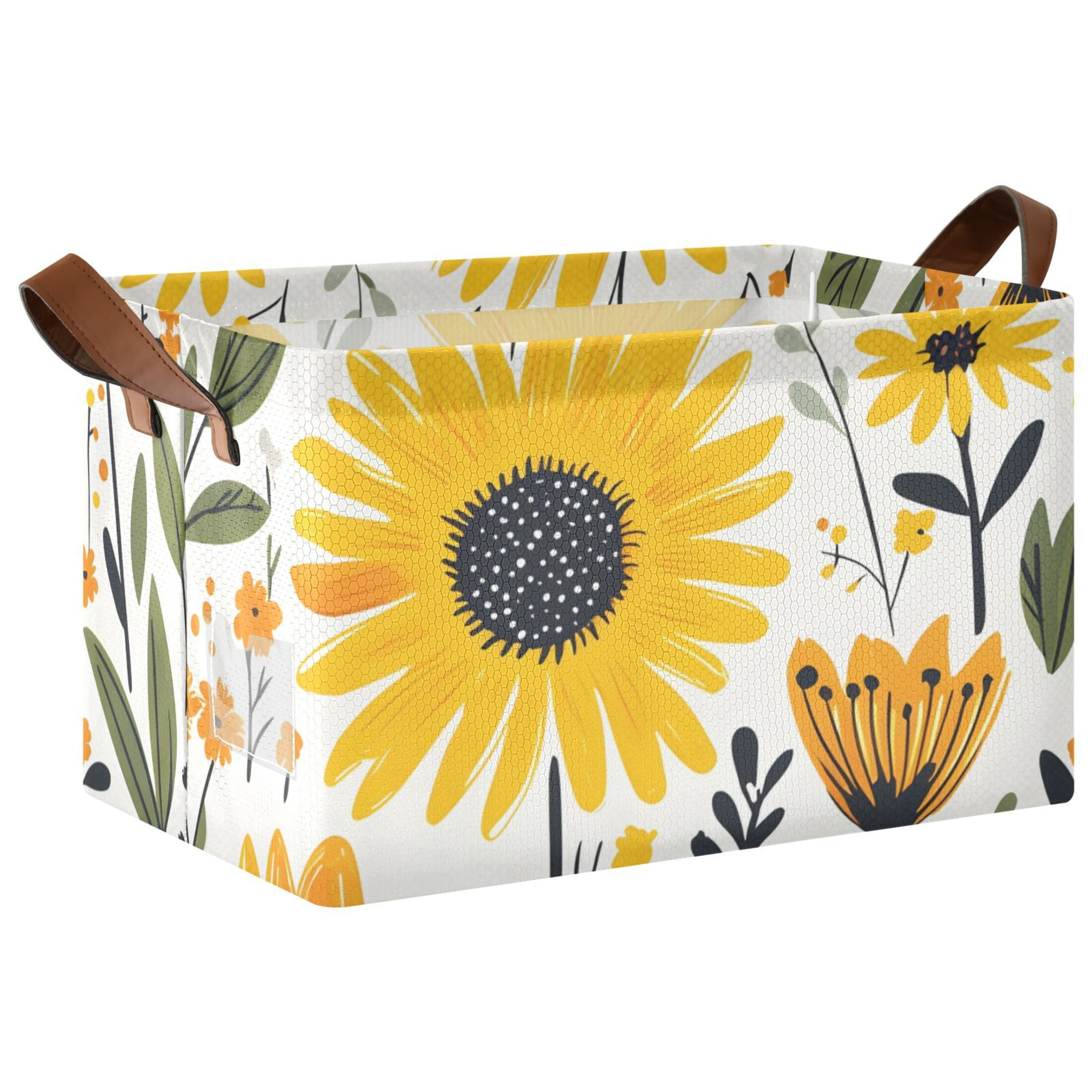 Ryvnso Sunflower Pattern Storage Bins Large Basket Foldable Cube Toys ...