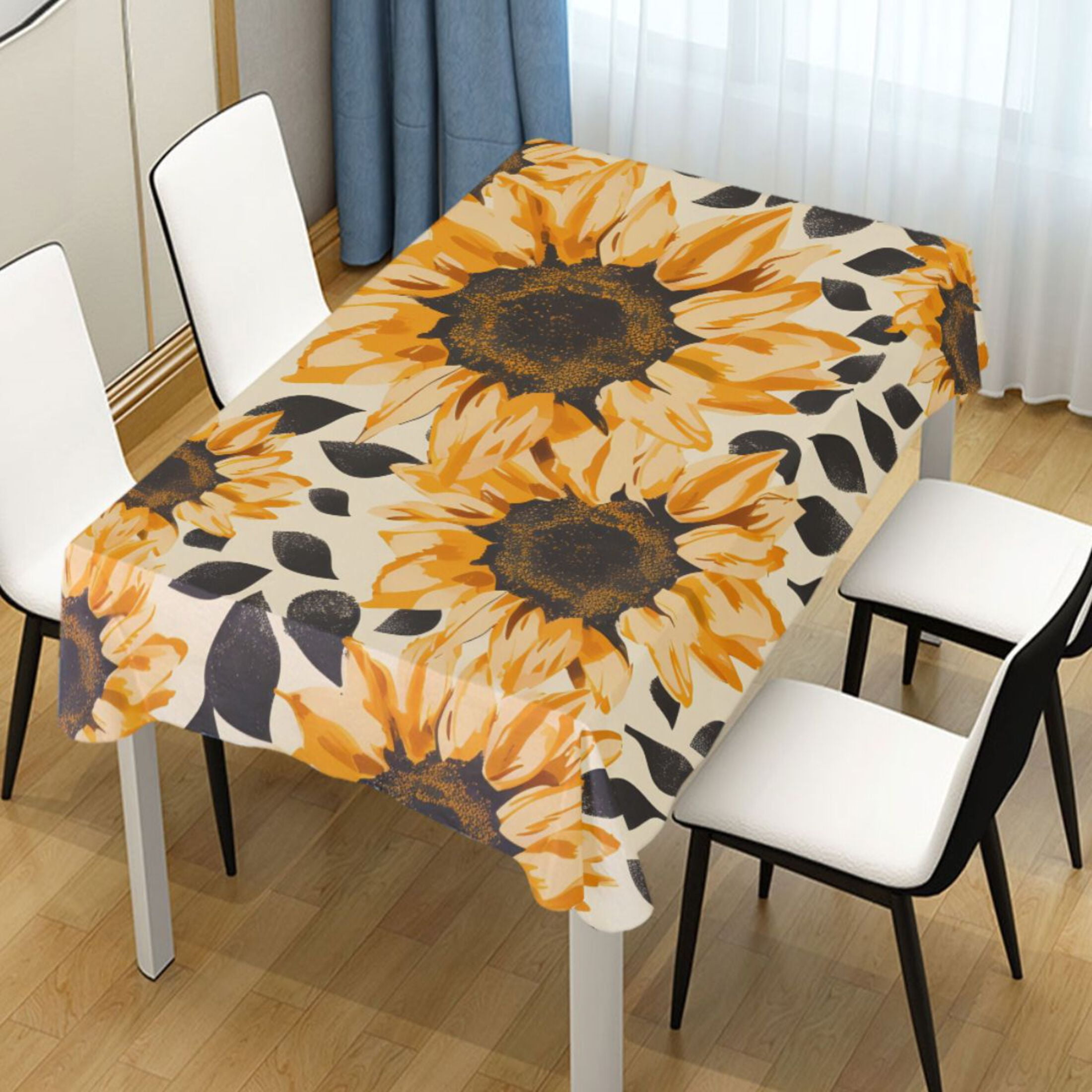 Ryvnso Sunflowers on Leopard Rectangle Table Cloth Tablecover Dinning ...