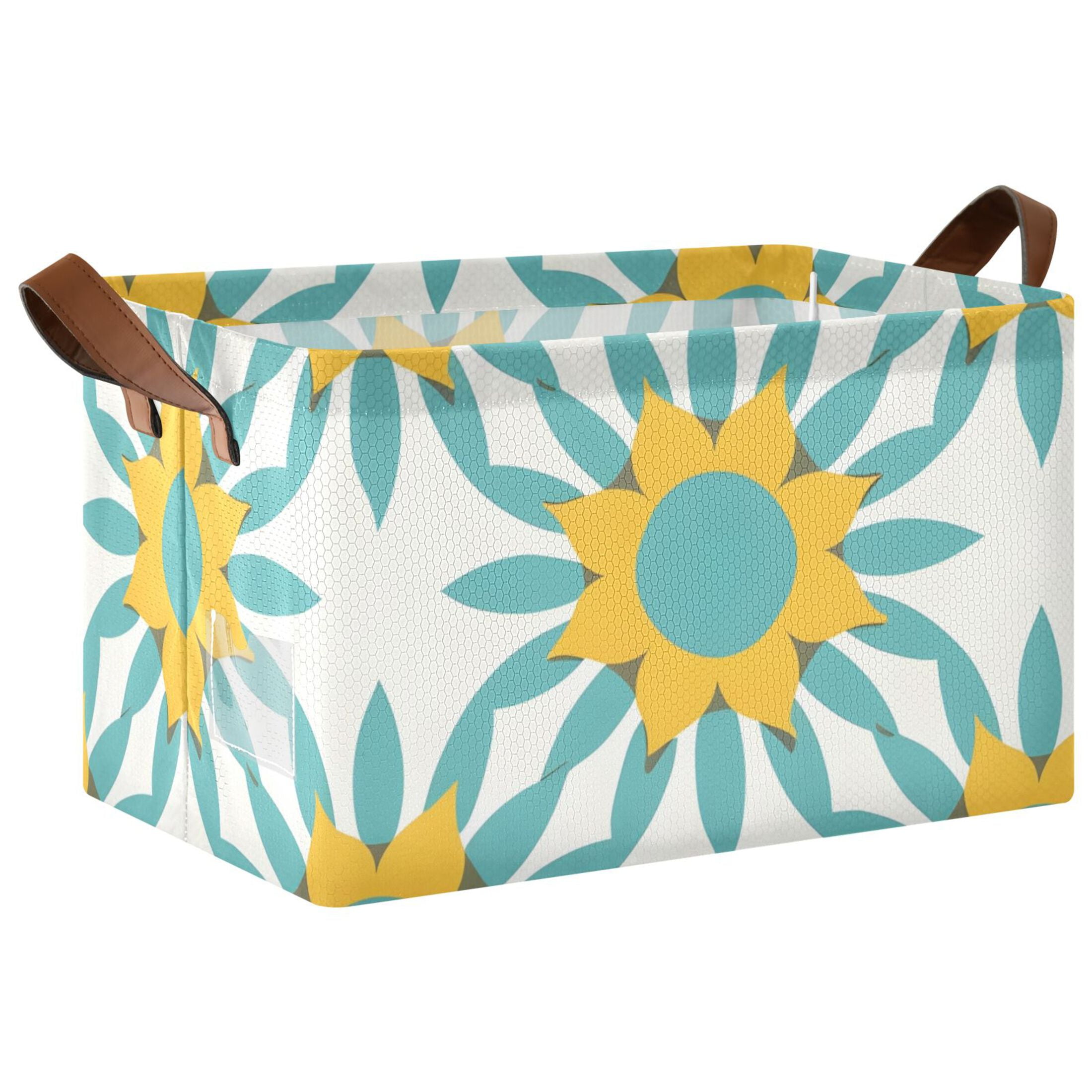 Ryvnso Sunflowers with Turquoise Storage Bins Large Basket Foldable ...