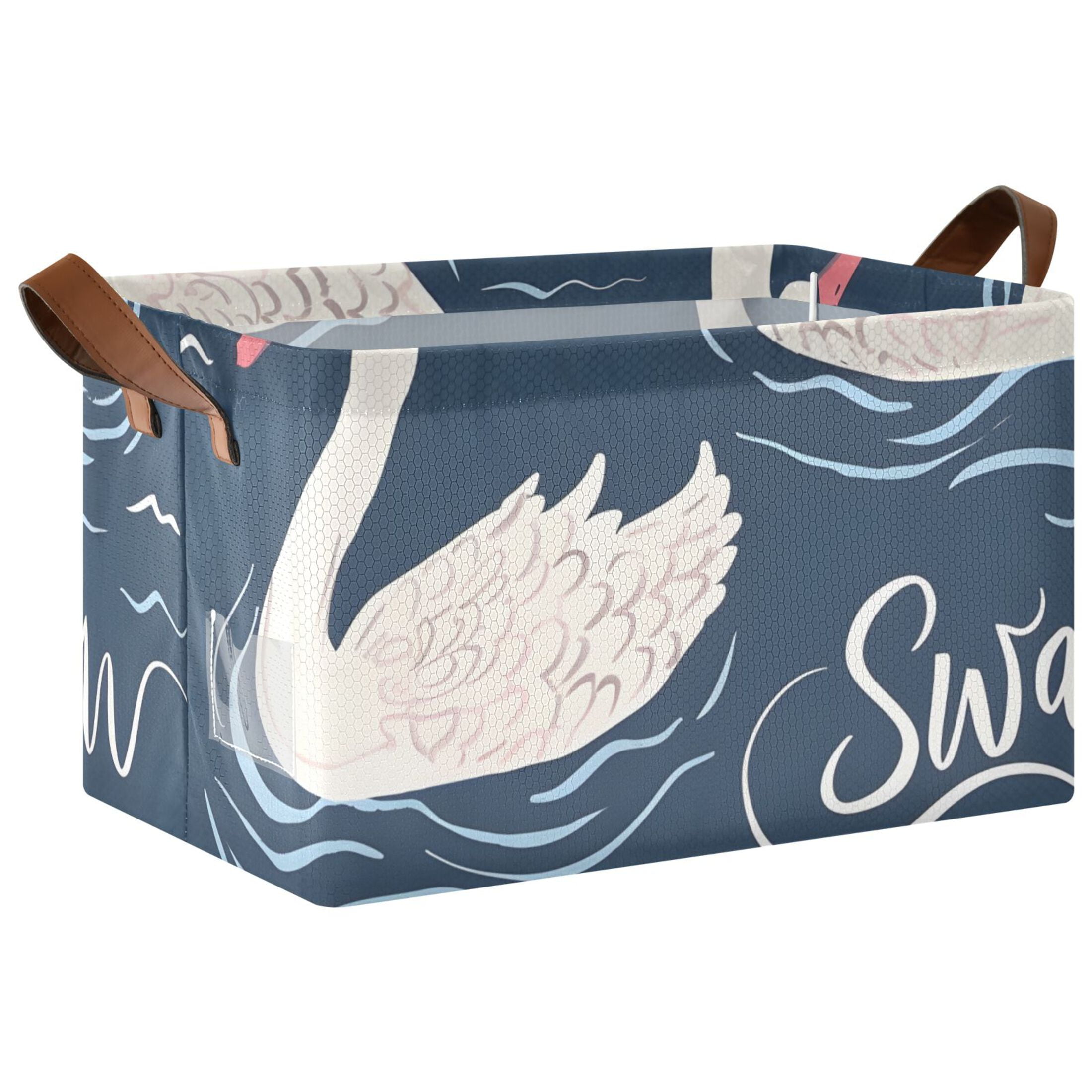 Ryvnso Swan Swimming on River Storage Bins Large Basket Foldable Cube ...