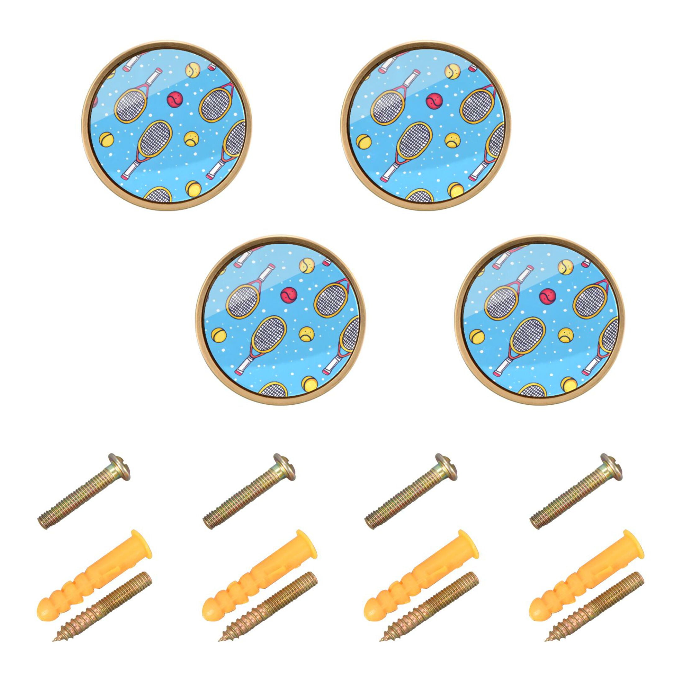 Ryvnso Tennis Racket and Balls Cabinet Knobs Kitchen Door Round Pulls ...