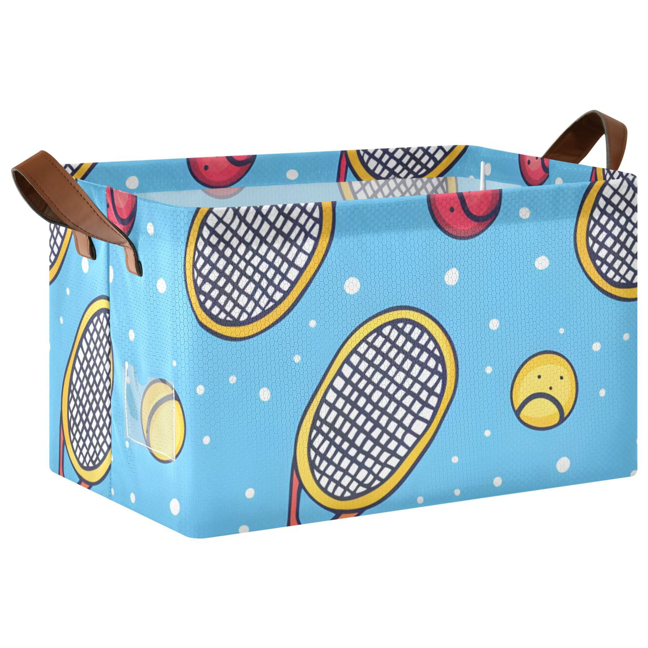 Ryvnso Tennis Racket and Balls Storage Bins Large Basket Foldable Cube ...