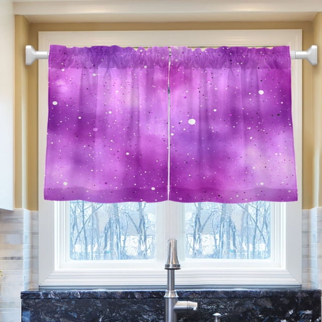 Ryvnso Tie Dye Purple Half Curtains Sets Tier 2 Panels Short Curtain ...