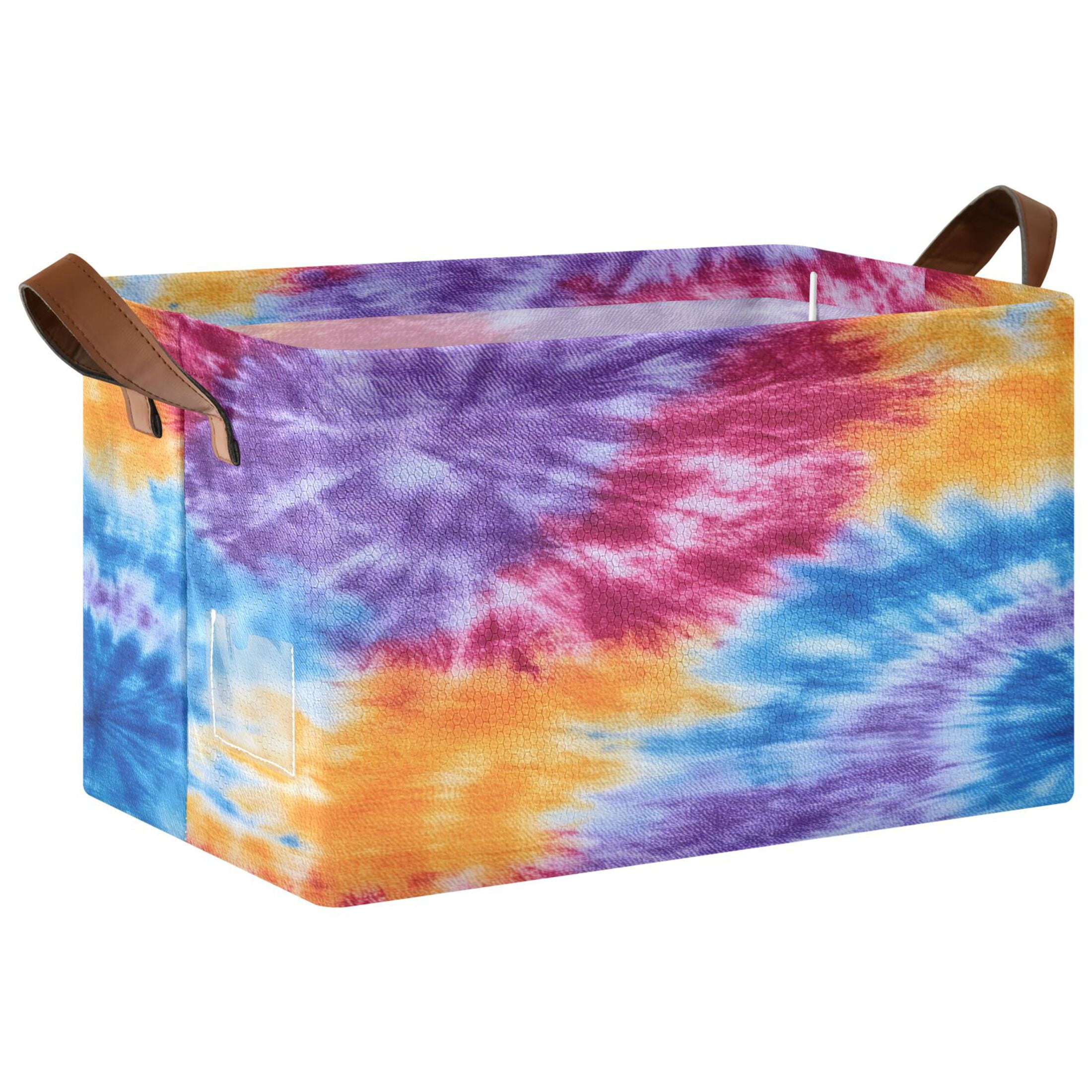 Ryvnso Tie Dye Purple Pattern Storage Bins Large Basket Foldable Cube ...