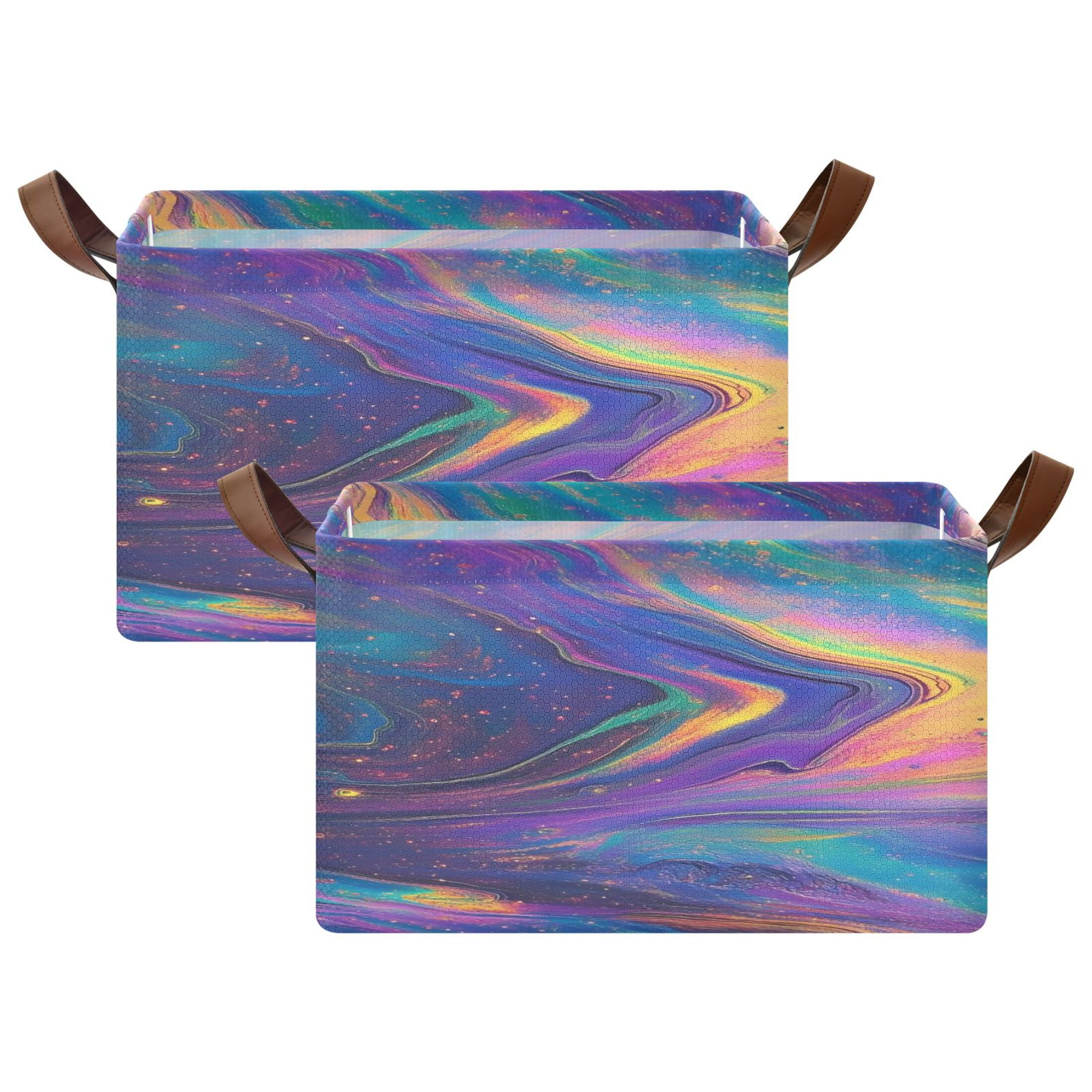 Ryvnso Tie Dye Rainbow Pattern Storage Bins Large Basket Foldable Cube ...