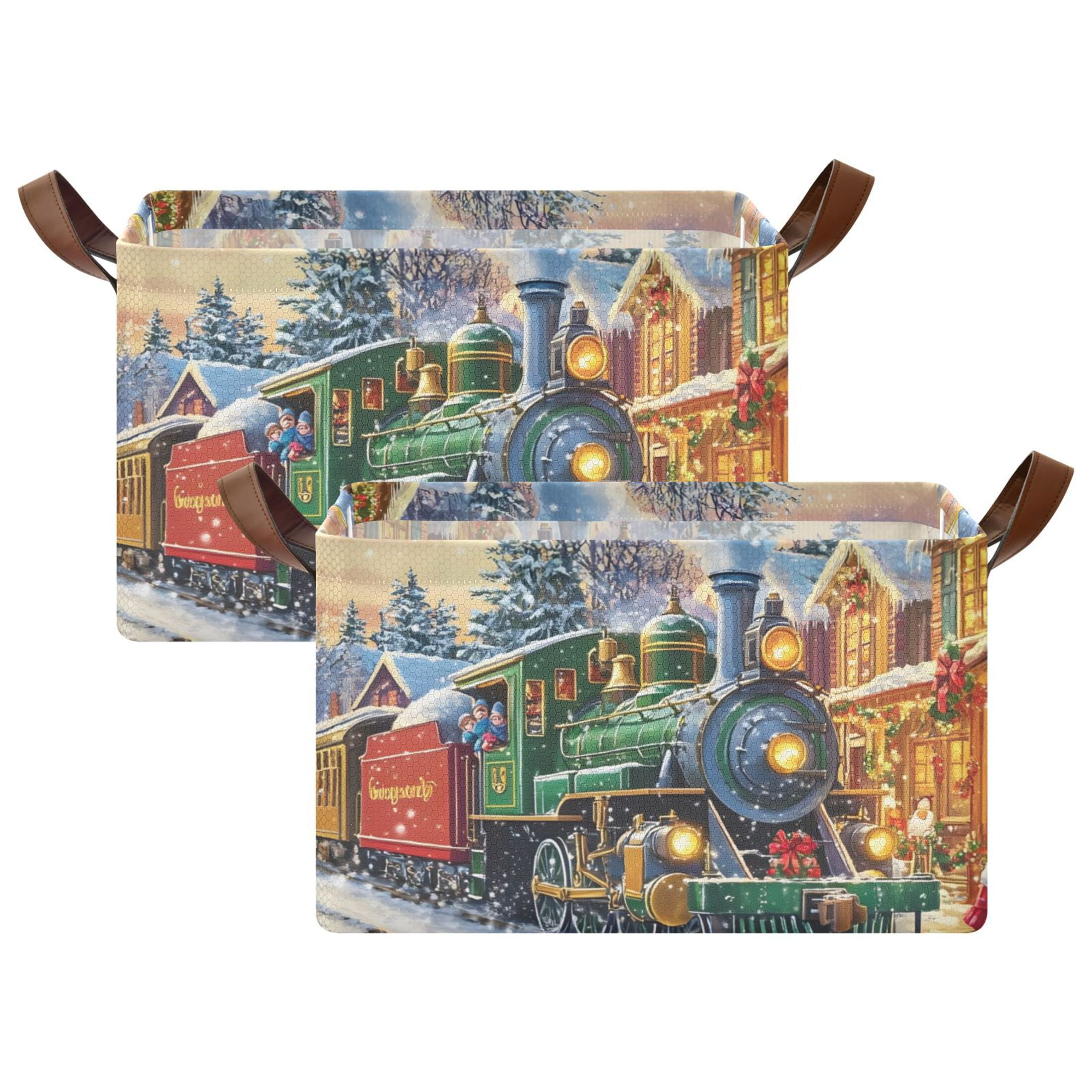 Ryvnso Train in Winter Christmas Storage Bins Large Basket Foldable ...