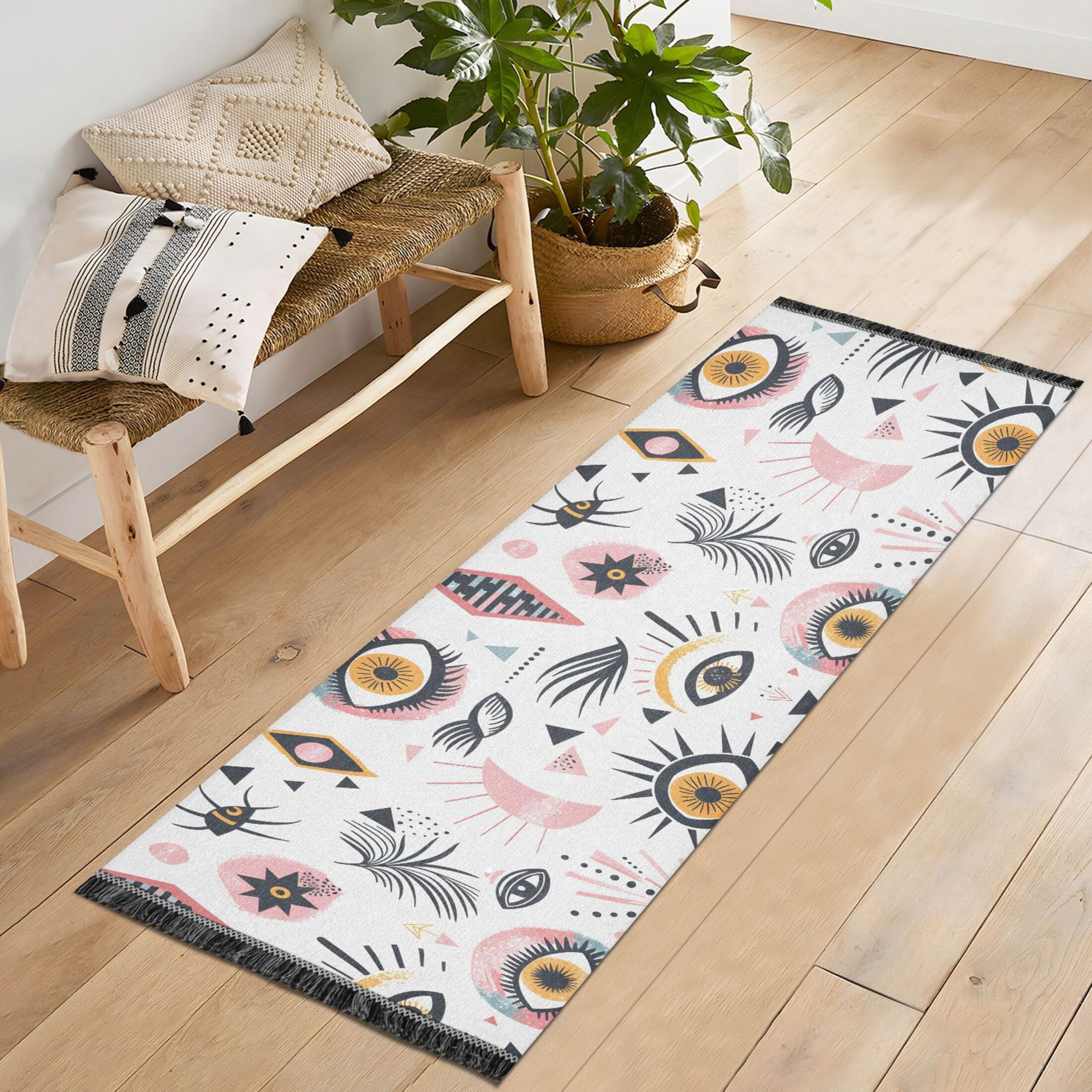 Ryvnso Triangle Eye and Different Art Pattern Bedroom Runner Rug 2'x6 ...