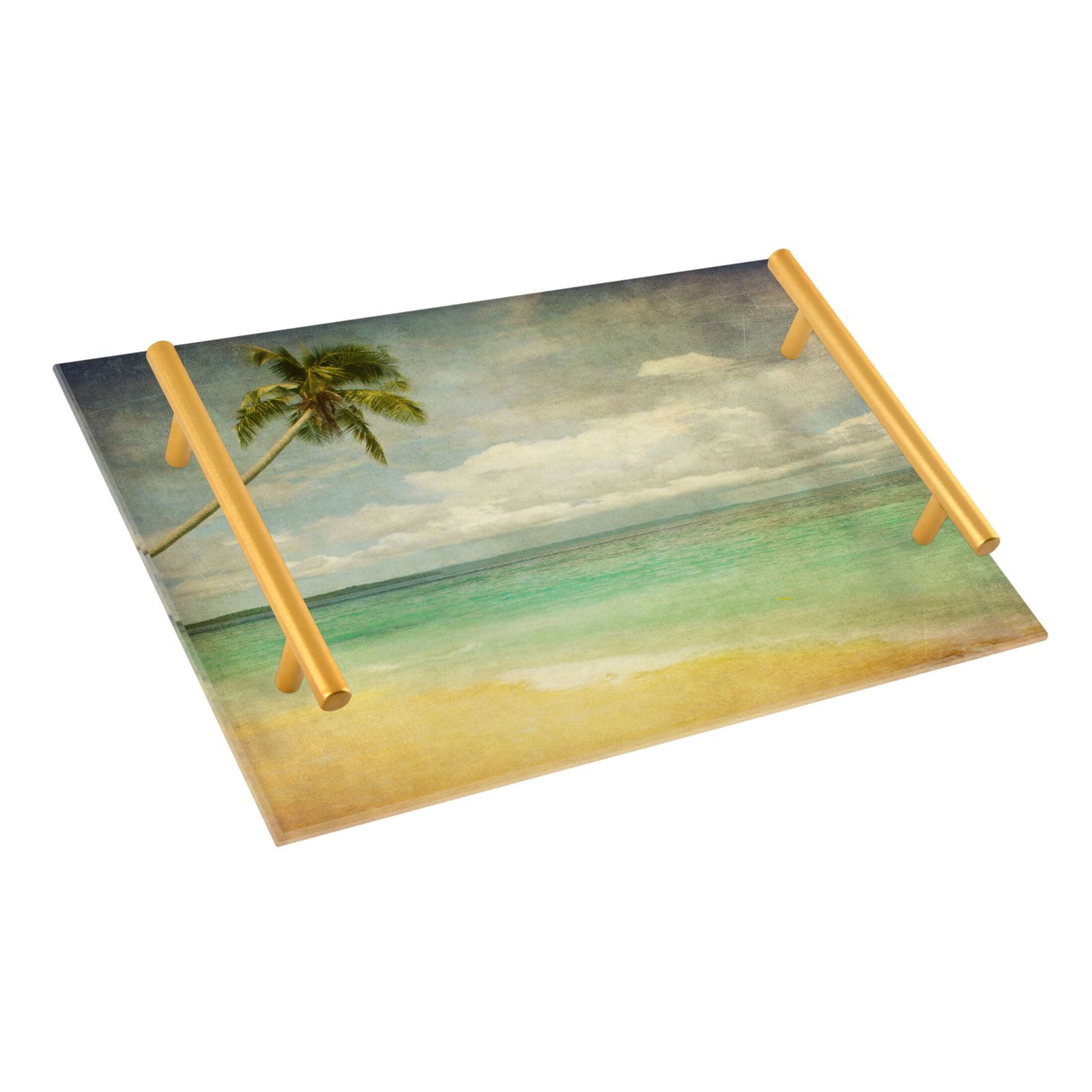 Ryvnso Tropical Beach Palm Tree Bathroom Tray Vanity Countertop Trays ...