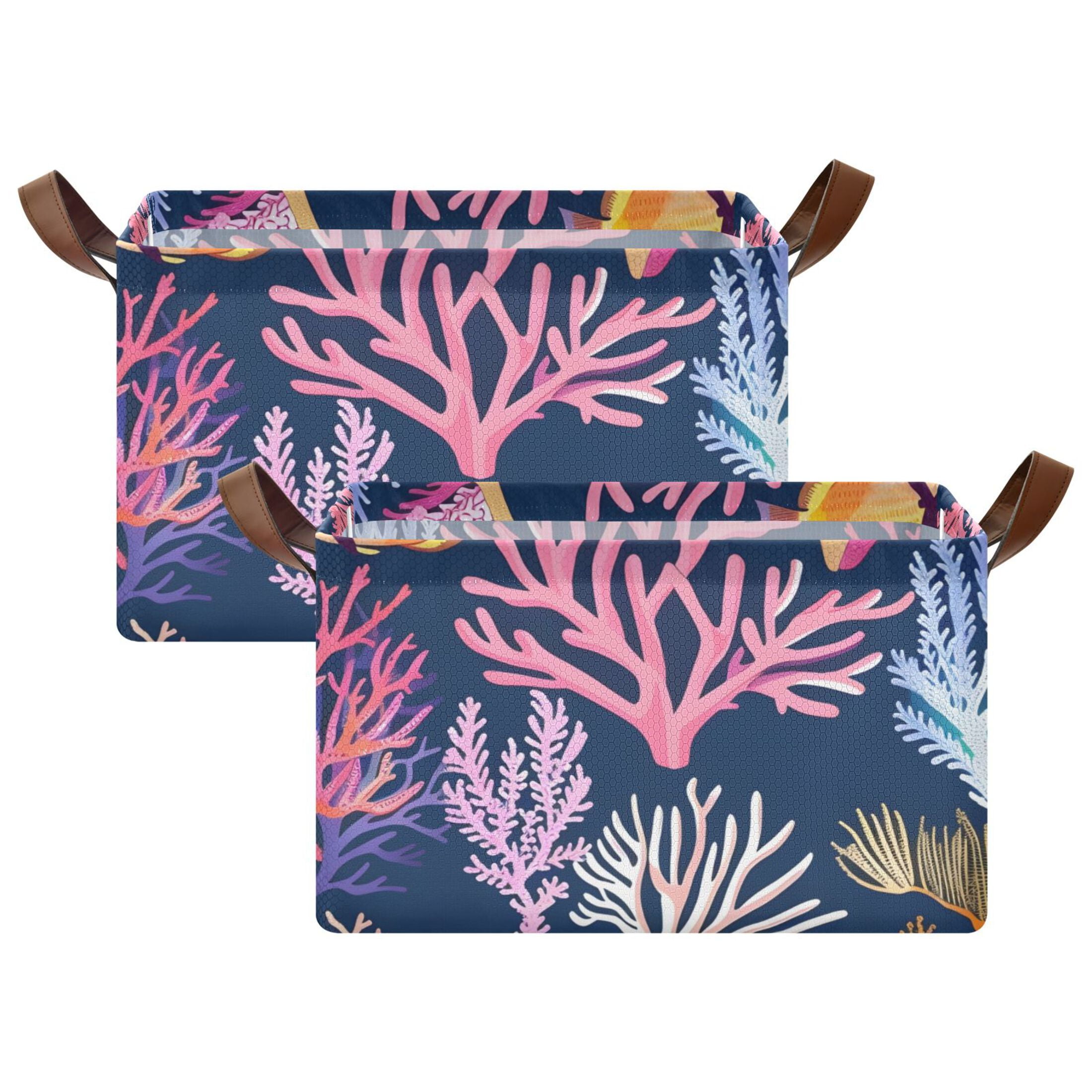 Ryvnso Tropical Coral Ocean Storage Bins Large Basket Foldable Cube ...