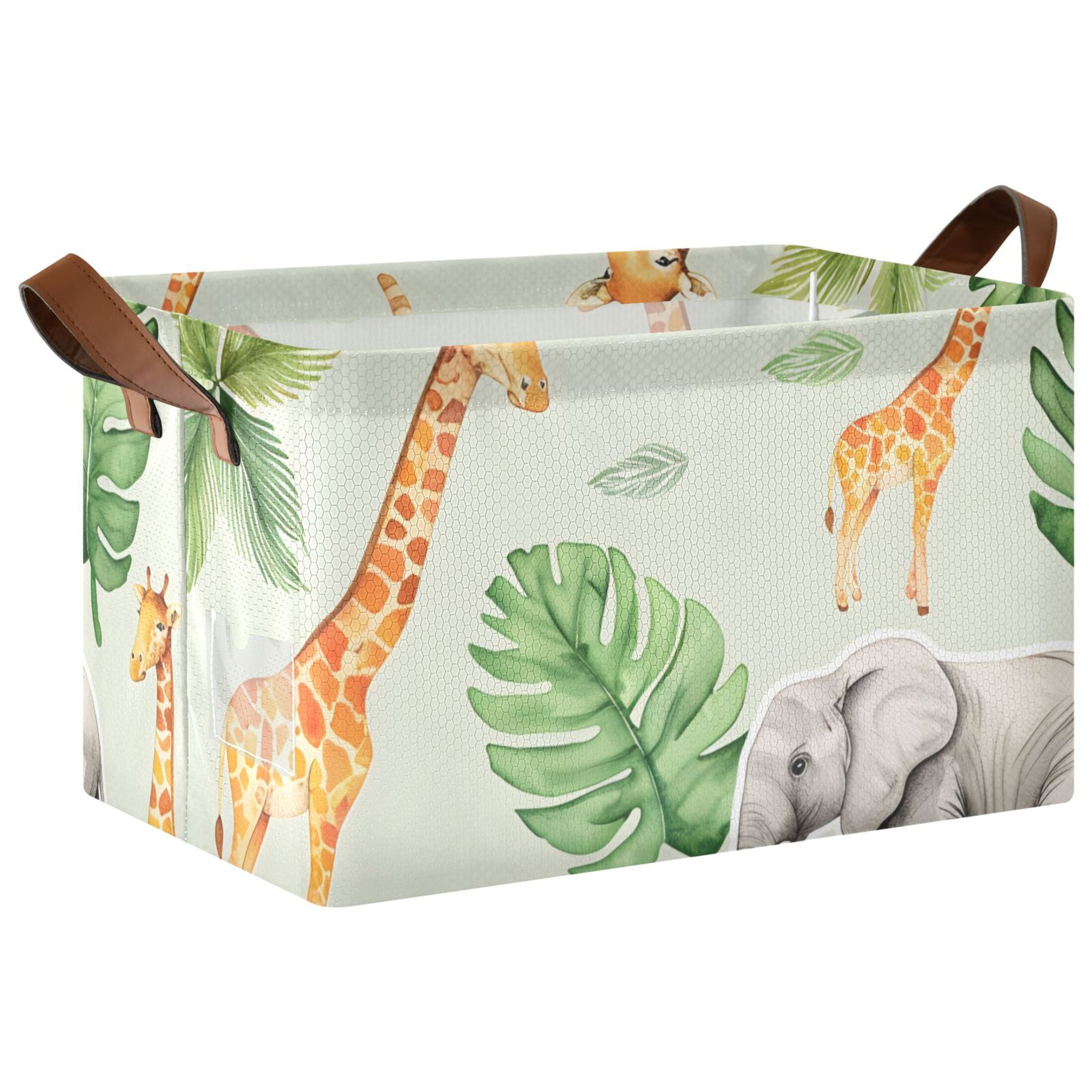 Ryvnso Tropical Elephant Giraffe Storage Bins Large Basket Foldable ...