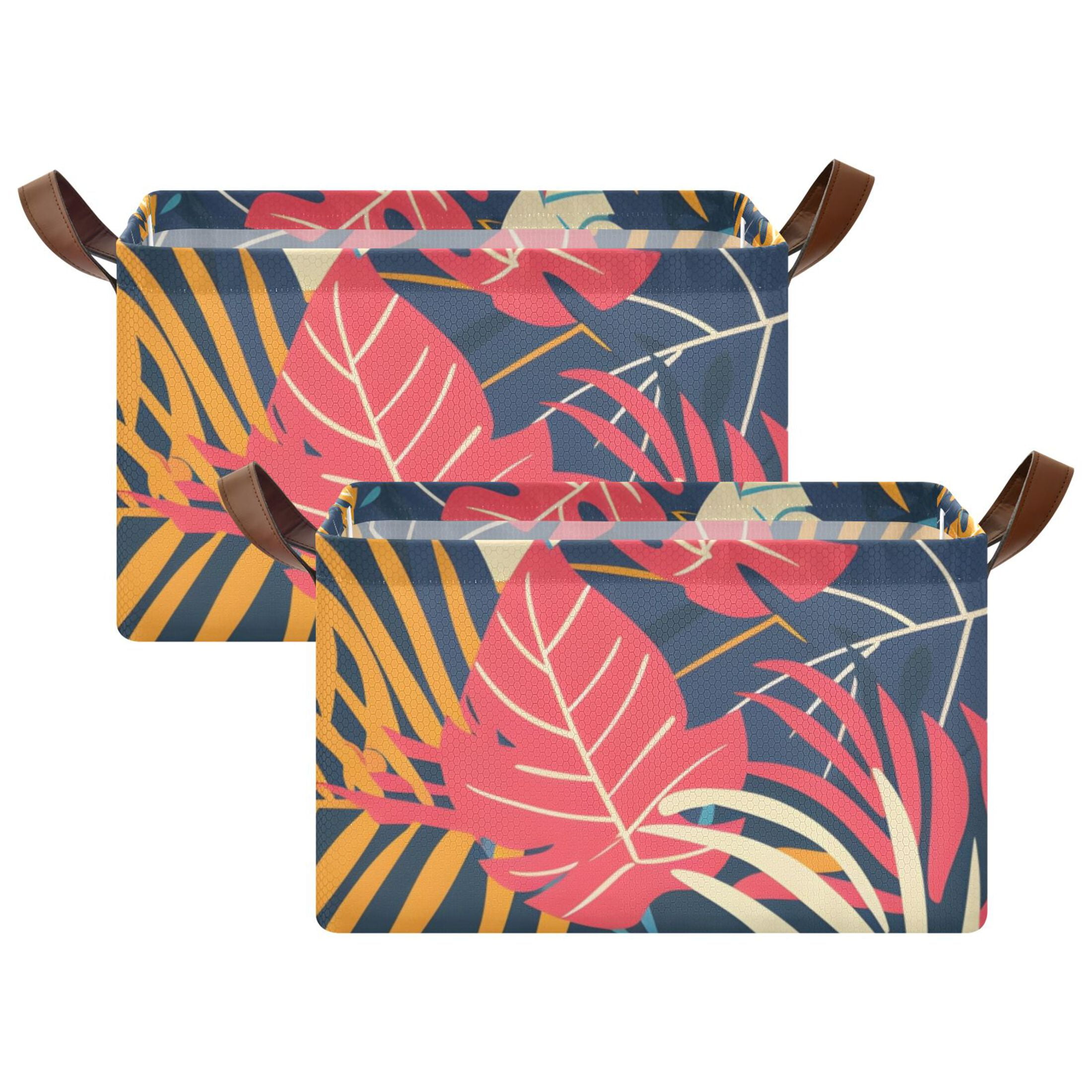 Ryvnso Tropical Ethnic Leaves Storage Bins Large Basket Foldable Cube ...