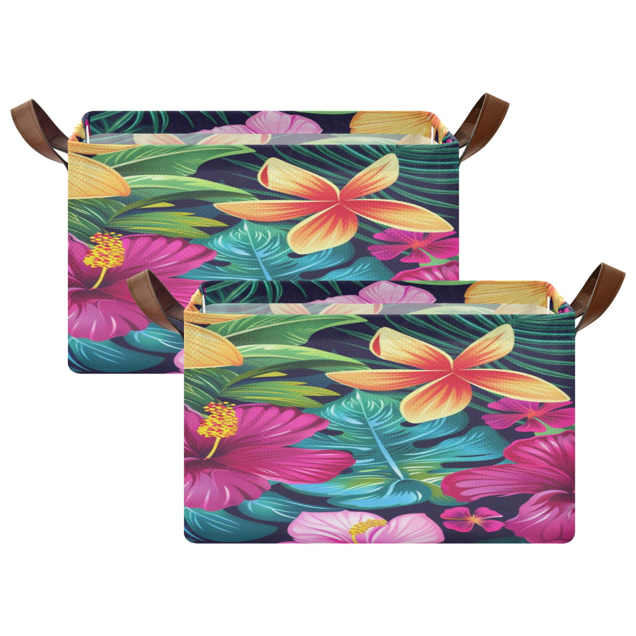 Ryvnso Tropical Flowers Storage Bins Large Basket Foldable Cube Toys ...