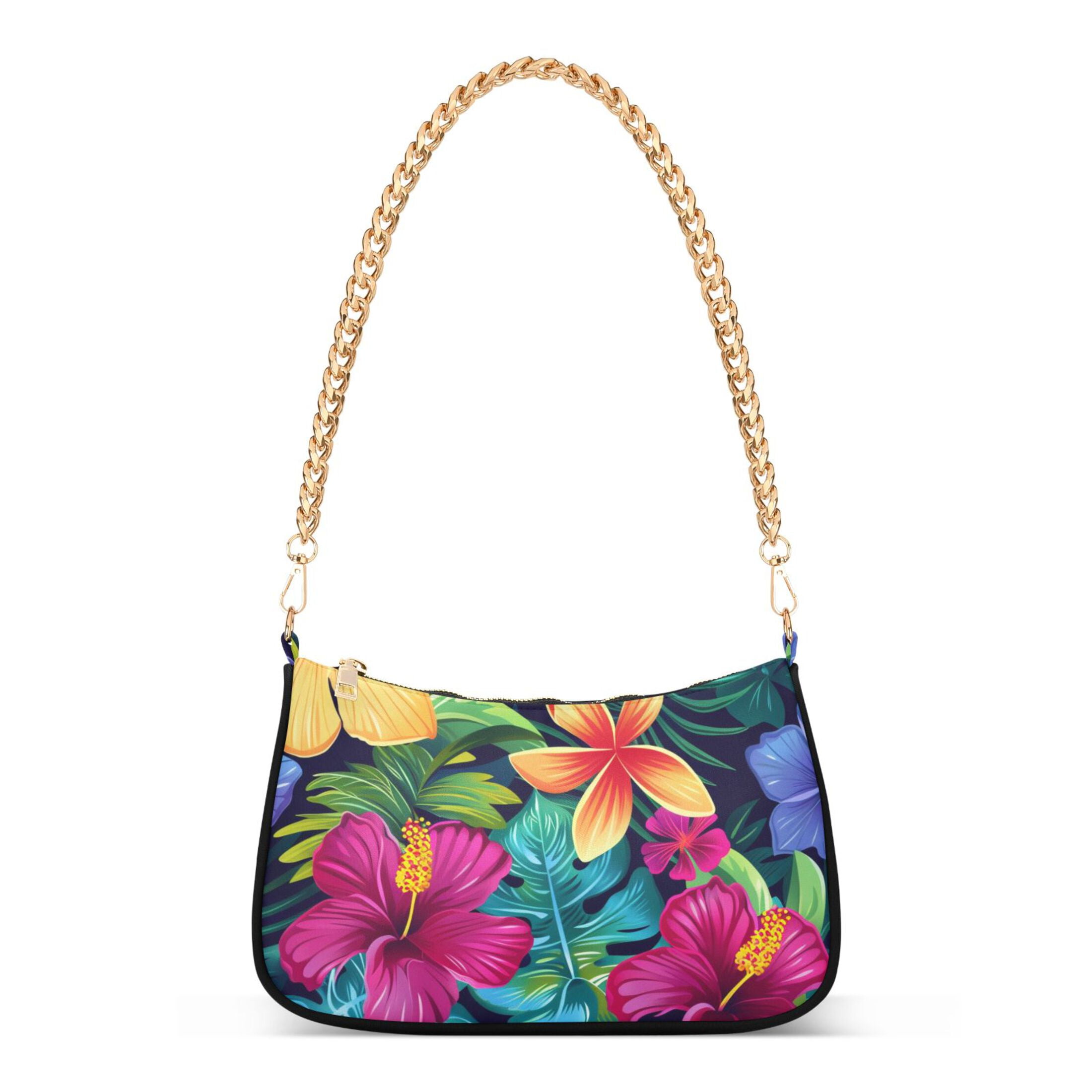 Ryvnso Tropical Flowers Womens Chain Shoulder Bag Tote Handbags Clutch ...