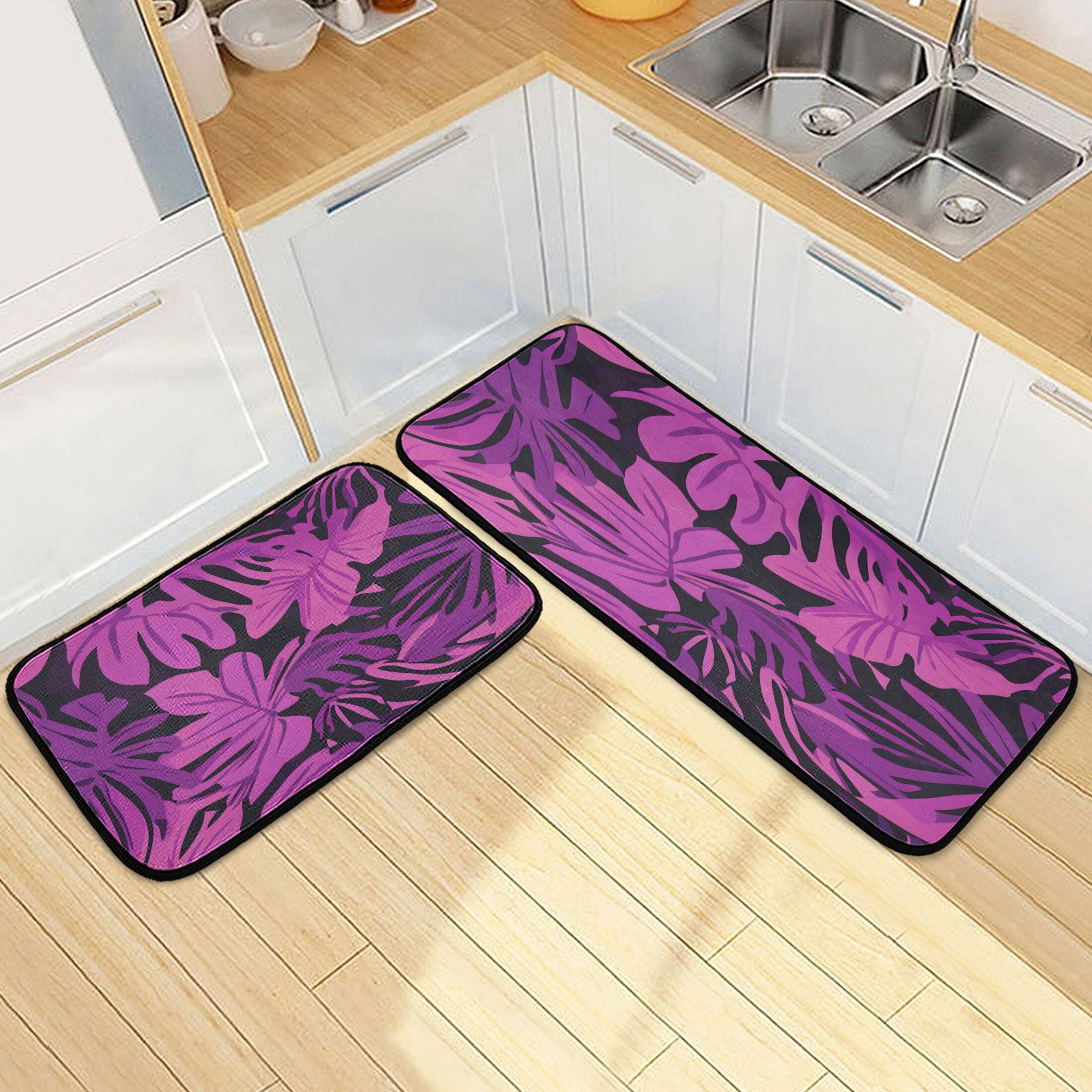 Ryvnso Tropical Leaf-n2 Kitchen Rugs Set Non Slip Runner Mats for ...