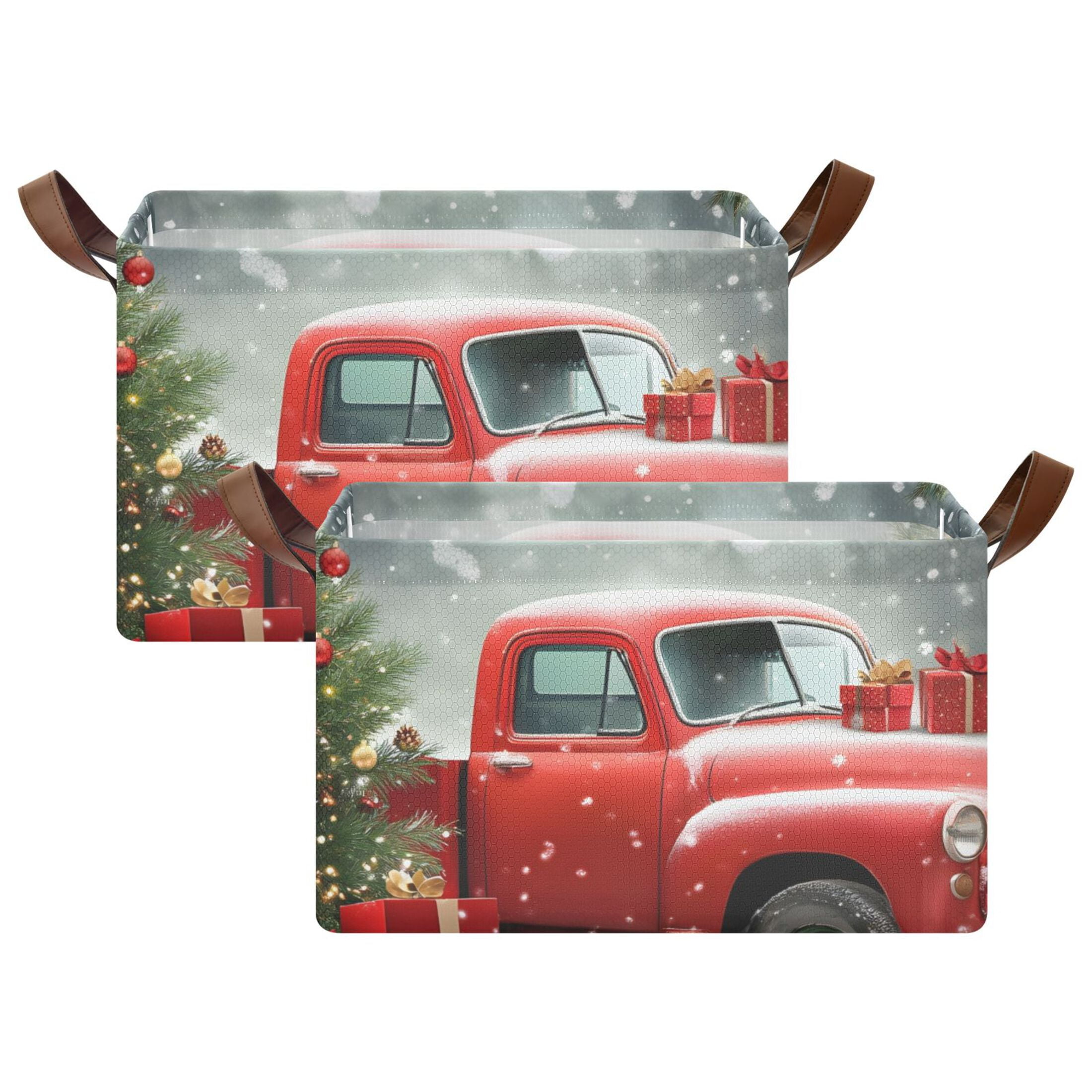 Ryvnso Truck and Christmas Tree Storage Bins Large Basket Foldable Cube ...