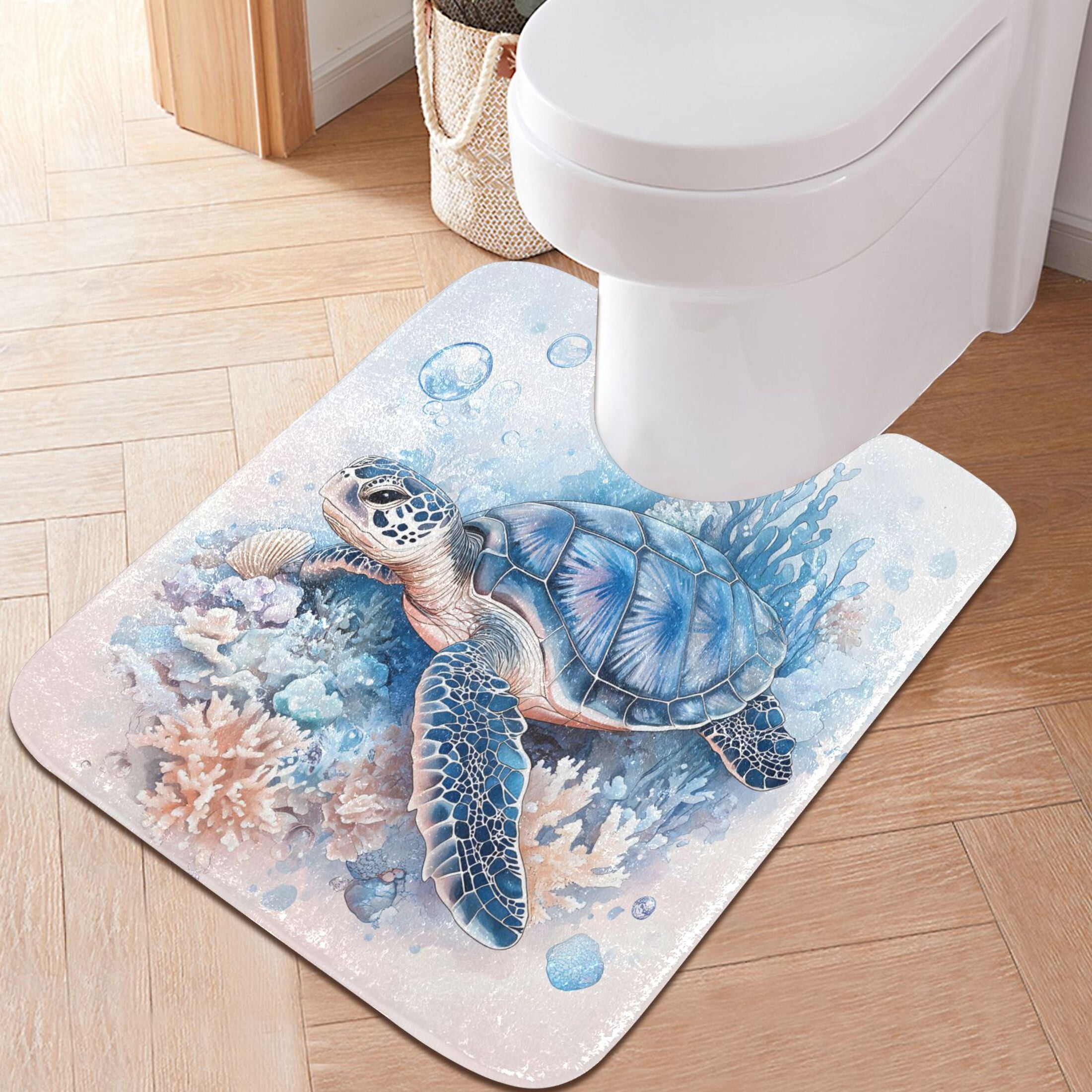 Ryvnso Turtle Swimming Bathroom Shaggy Rugs Toilet U Shape Mat Soft ...
