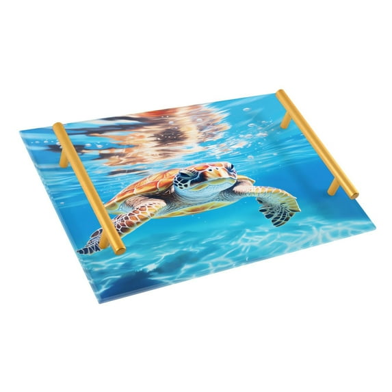 Ryvnso Turtle Swimming in Sea Bathroom Tray Vanity Countertop Trays ...