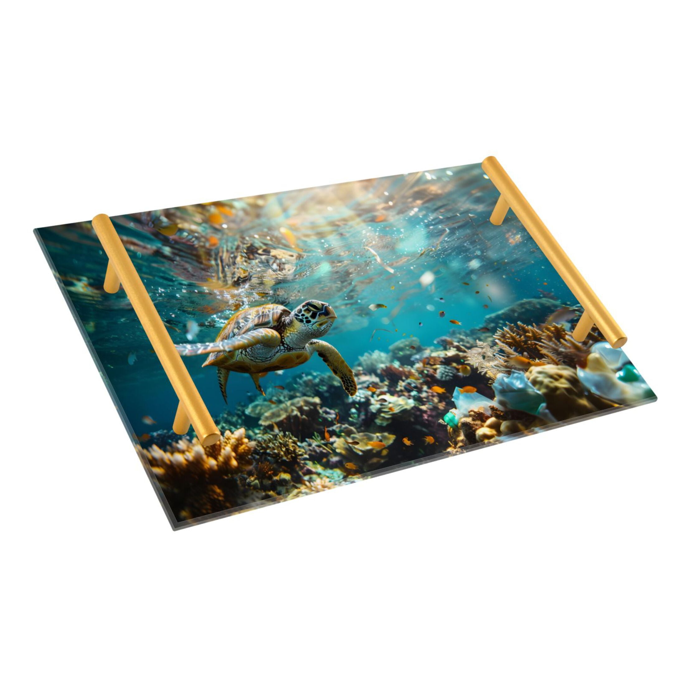 Ryvnso Turtle Swims under Sea Bathroom Tray Vanity Countertop Trays ...