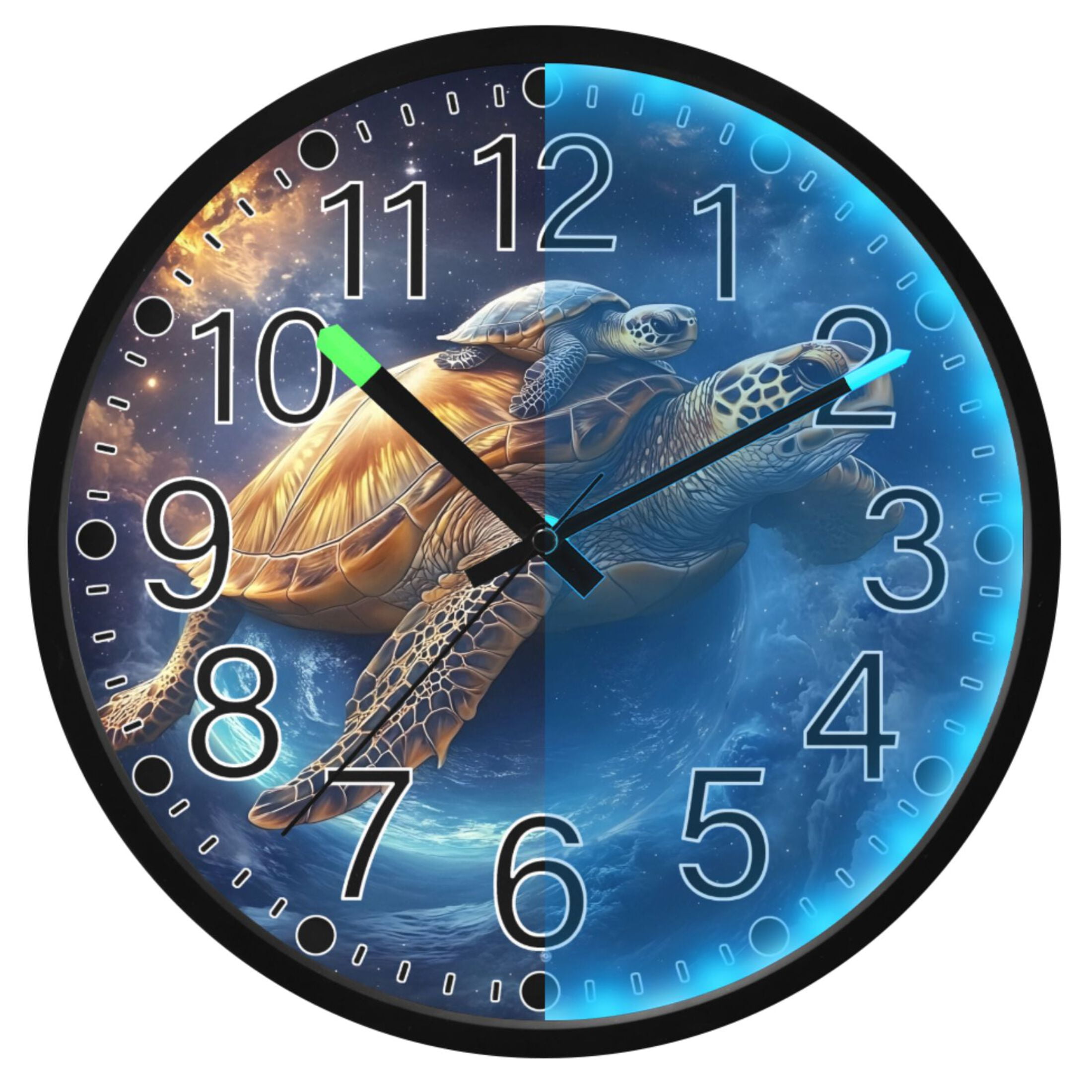 Ryvnso Turtle at Starry Sky 12 Inch Night Light Wall Clock Silent ...