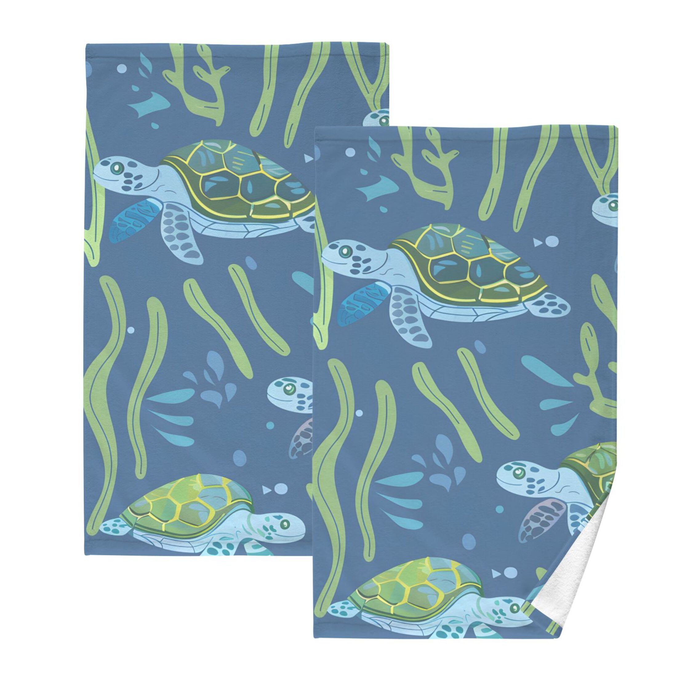 Ryvnso Turtles Seaweed under Sea Cotton Hand Towels Sets Face Towel 2 ...