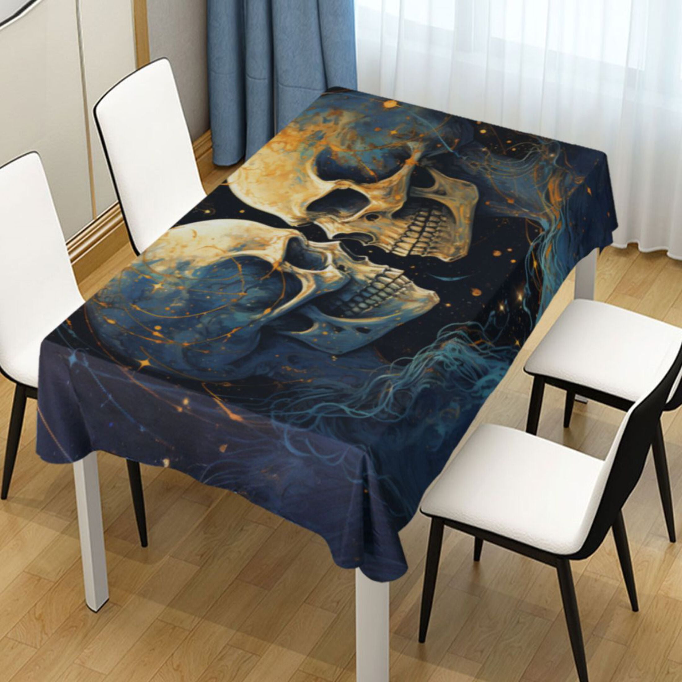 Ryvnso Two Human Skeleton Rectangle Table Cloth Tablecover Dinning ...