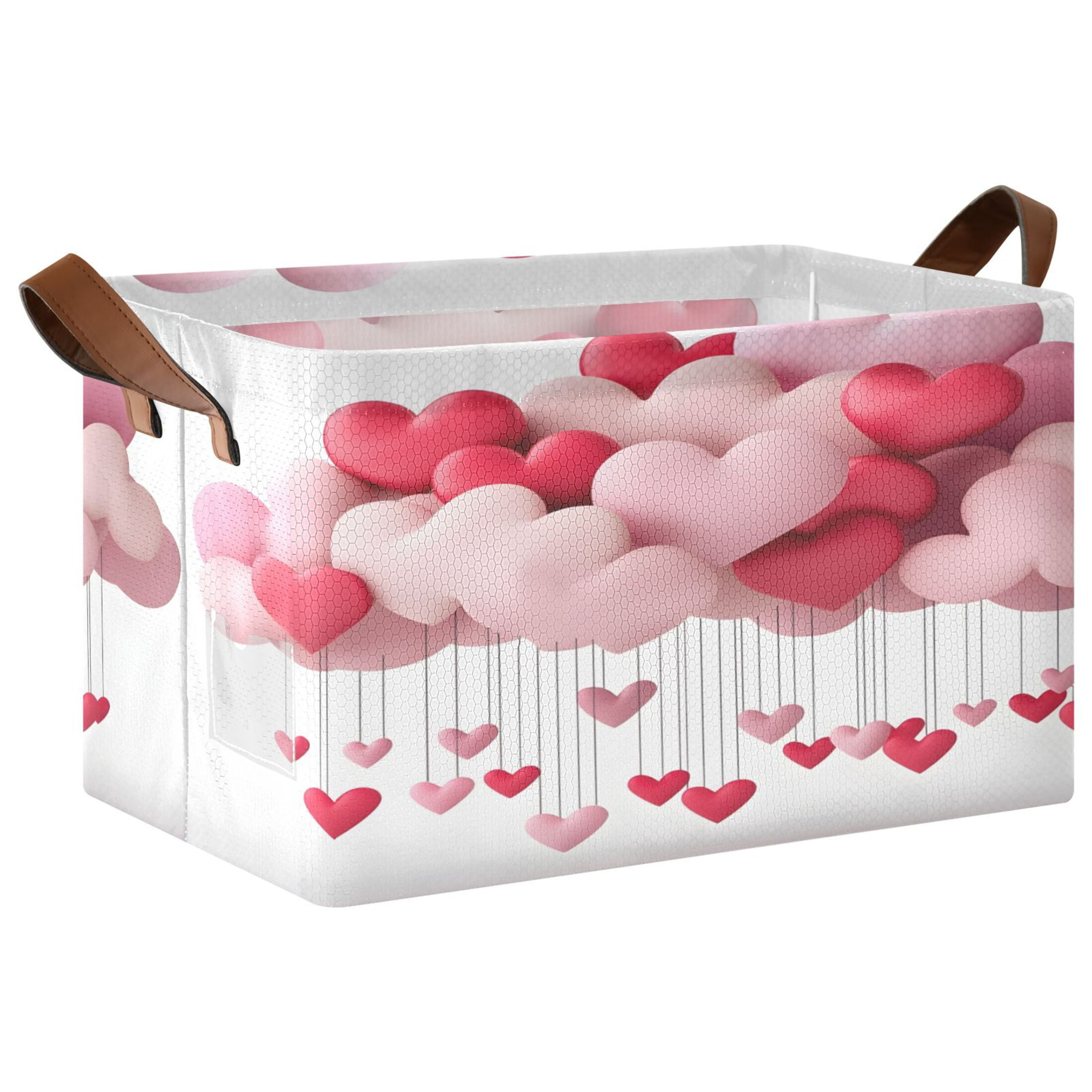 Ryvnso Valentine's Heart Storage Bins Large Basket Foldable Cube Toys ...