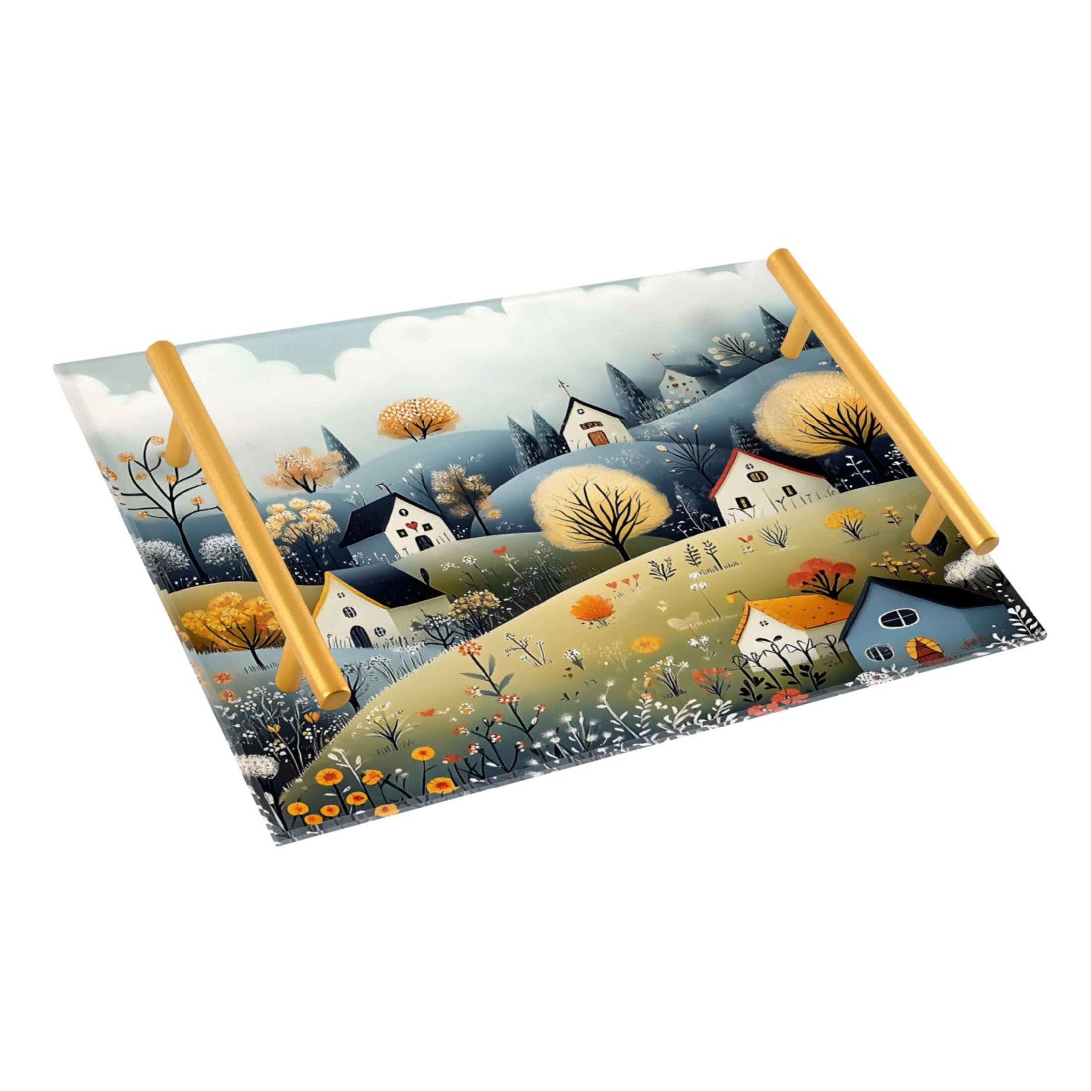 Ryvnso Village Landscape Bathroom Tray Vanity Countertop Trays Acrylic ...