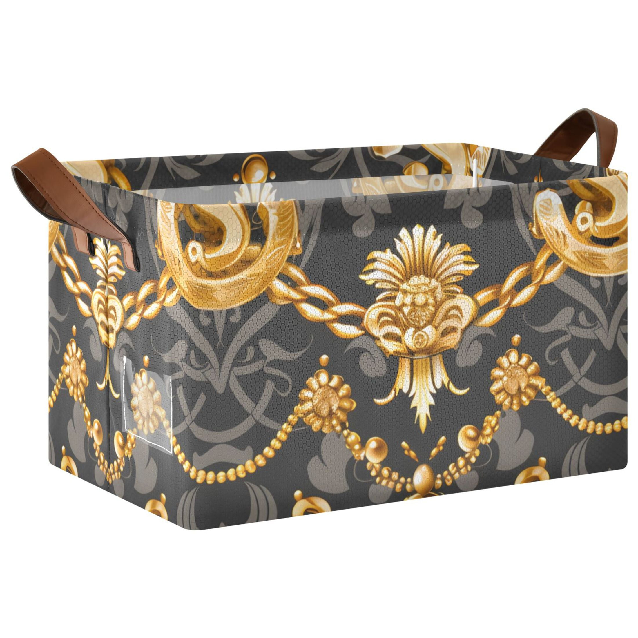 Ryvnso Vintage Gold Dollar and Chain Storage Bins Large Basket Foldable ...