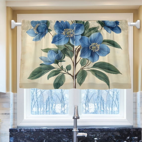 Ryvnso Vintage Orchid Flower Half Curtains Sets Tier 2 Panels Short ...