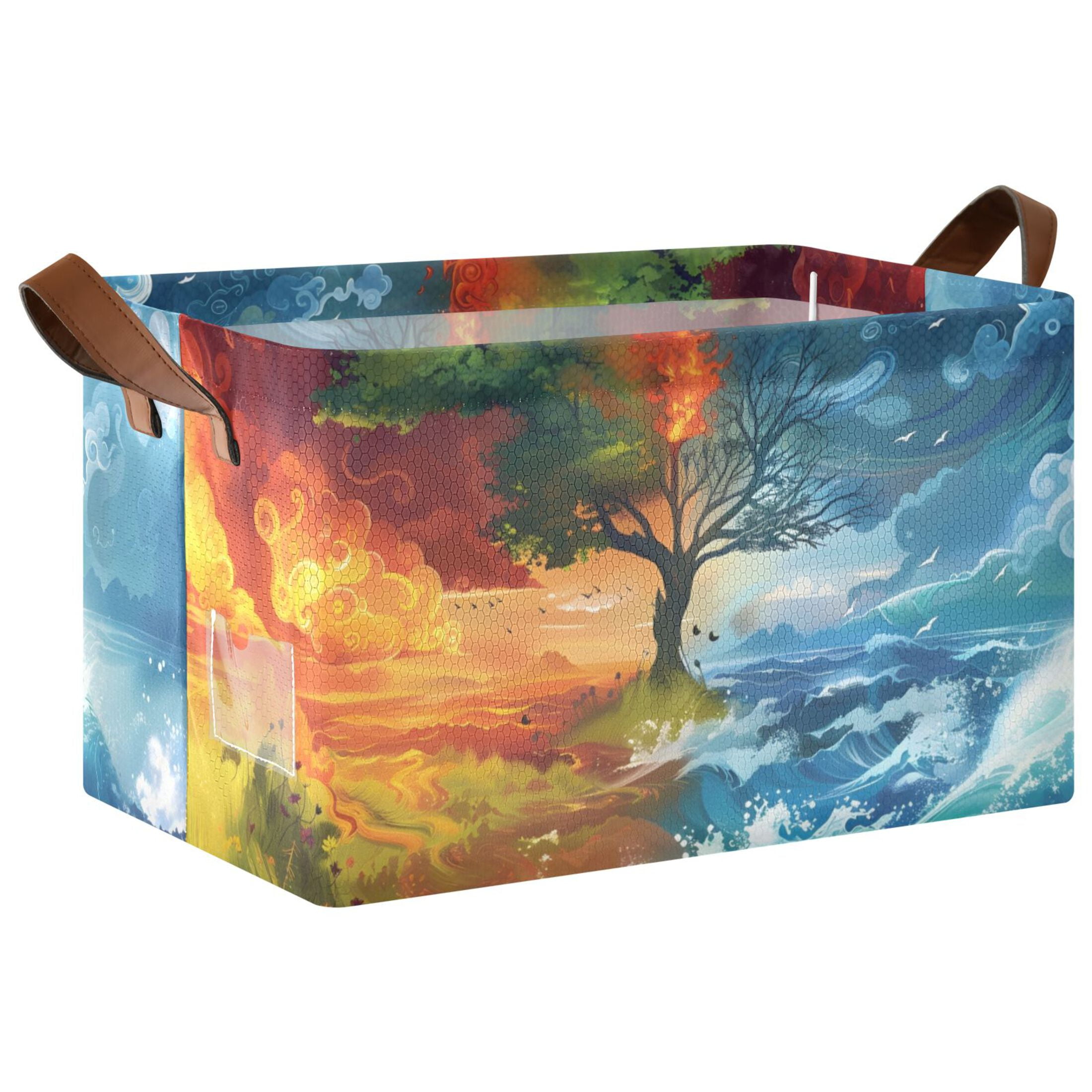 Ryvnso Water and Fire Landscape Storage Bins Large Basket Foldable Cube ...