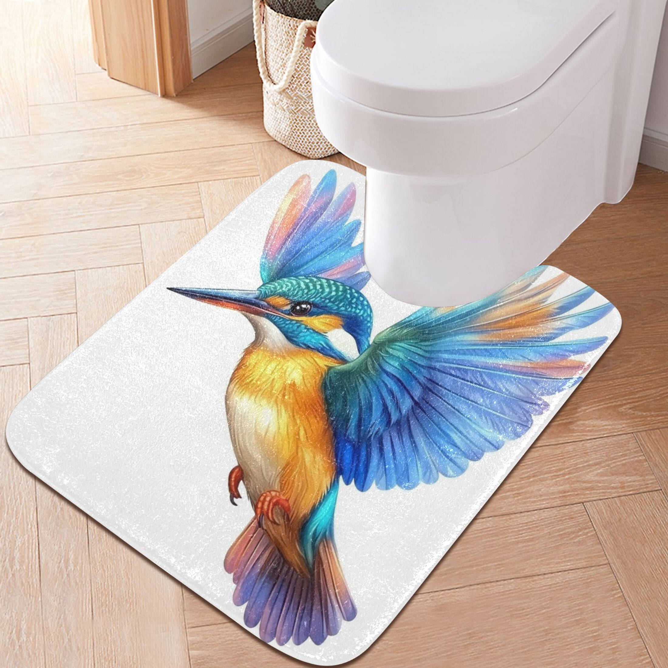 Ryvnso Watercolor Bird Bathroom Shaggy Rugs Toilet U Shape Mat Soft ...