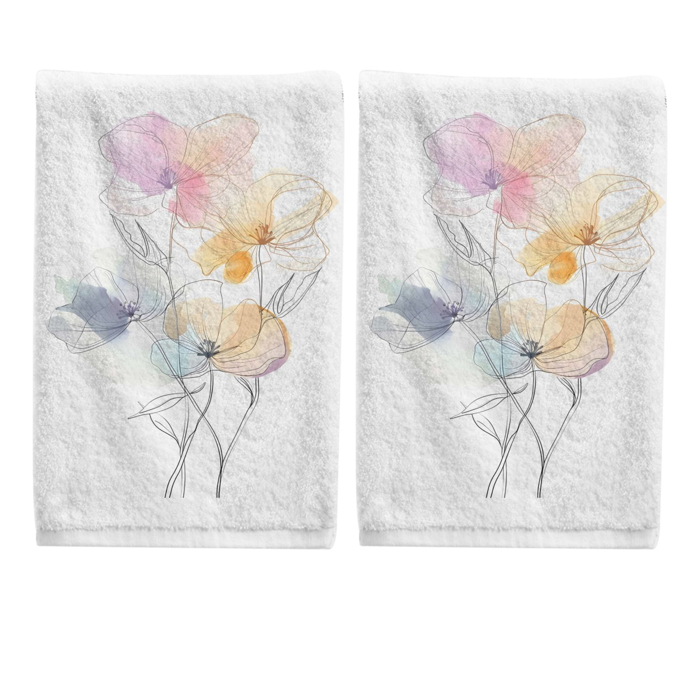 Ryvnso Watercolor Flower Hand Towels Set for Bathroom Cotton Face Towel ...