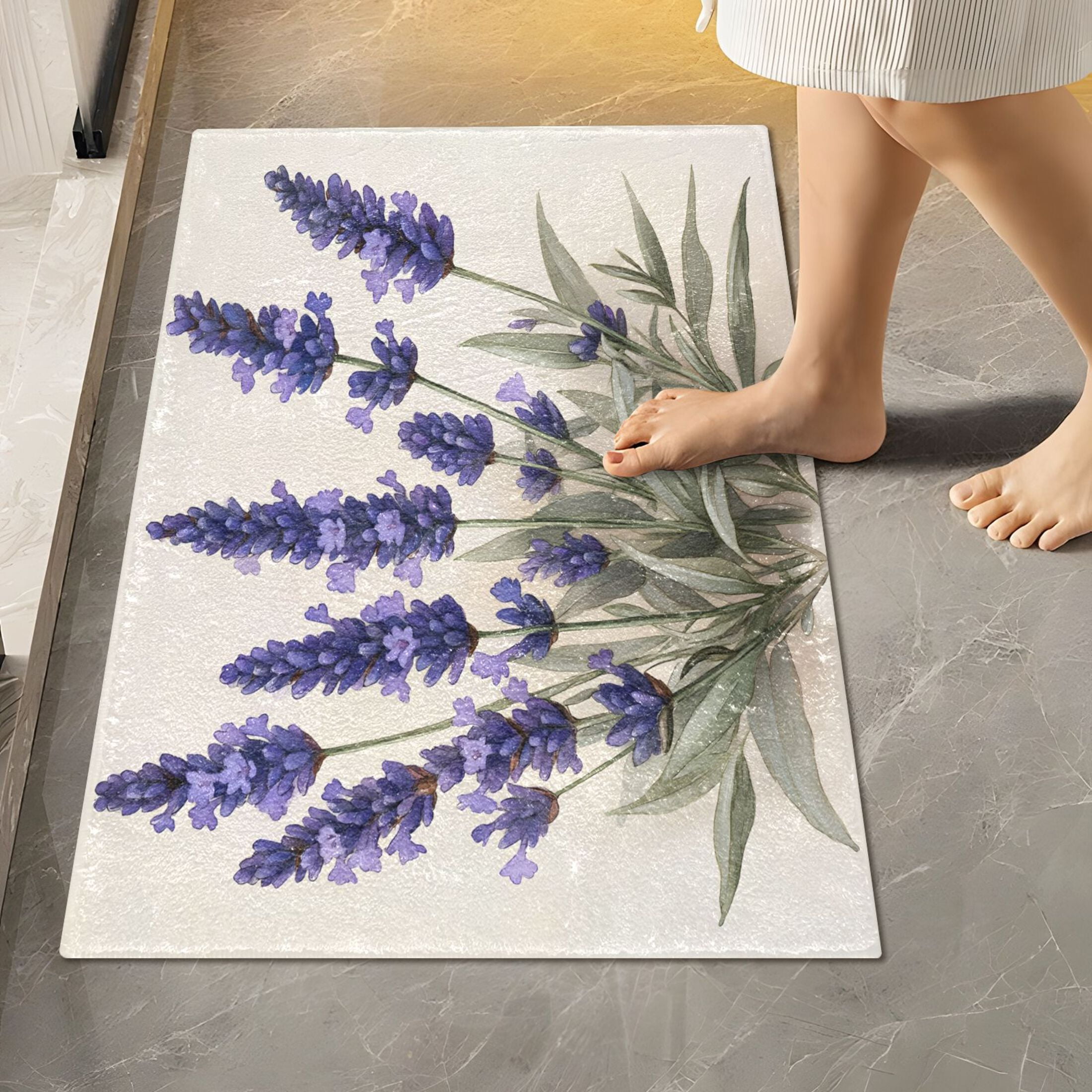 Ryvnso Watercolor Lavender Bathroom Shaggy Rugs Toilet Rectangle Mat ...