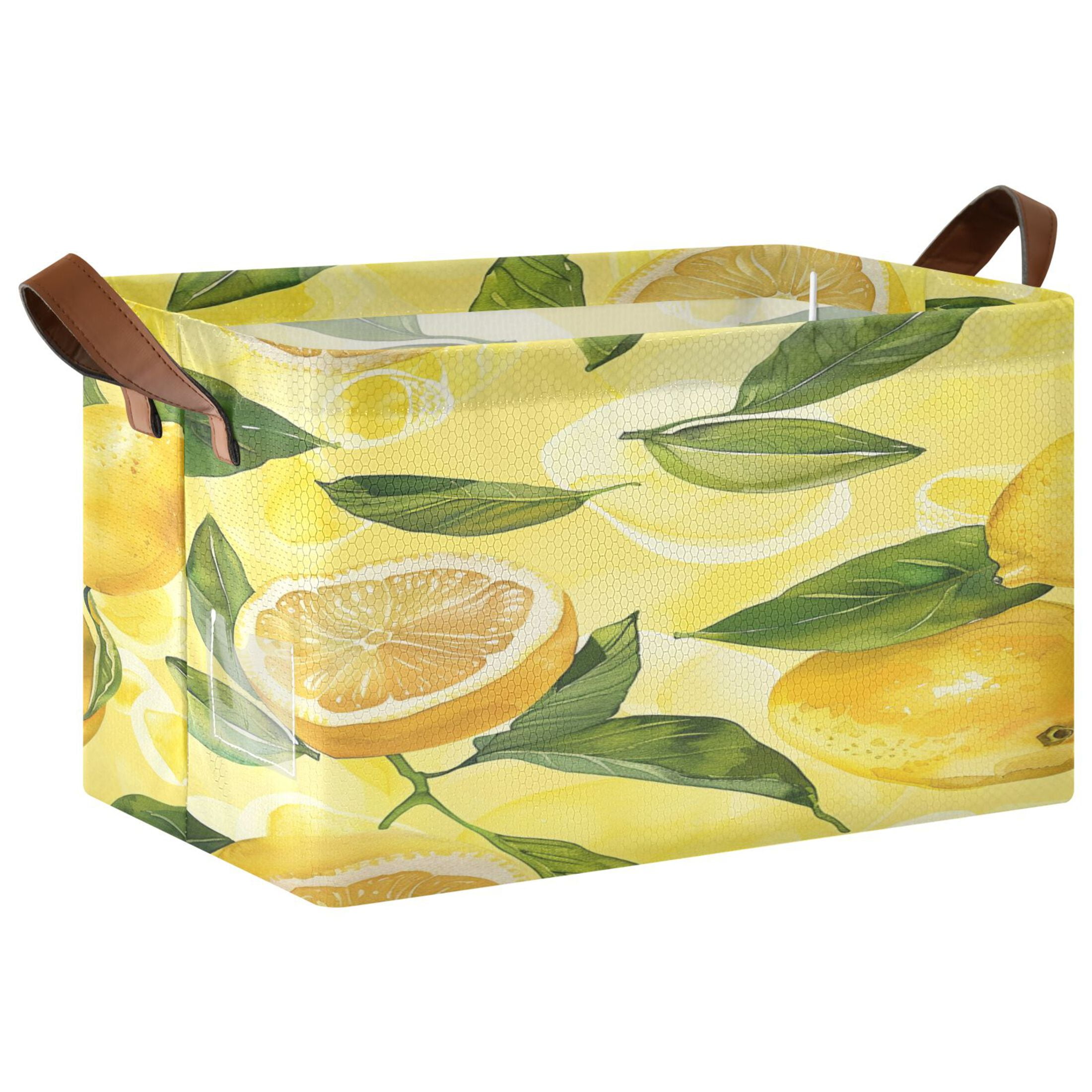 Ryvnso Watercolor Lemon Leaves Storage Bins Large Basket Foldable Cube ...