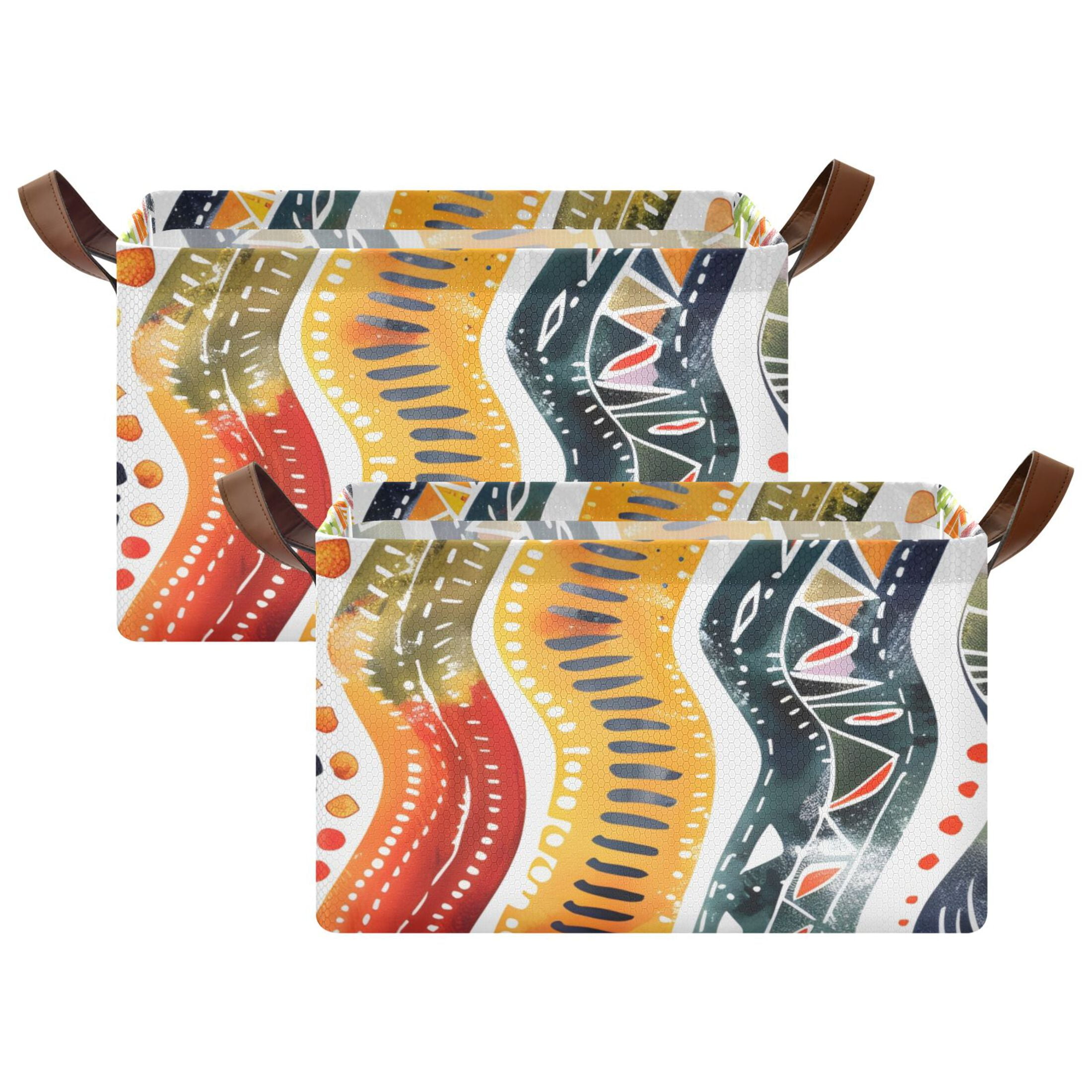 Ryvnso Watercolor Wave Lines Storage Bins Large Basket Foldable Cube ...