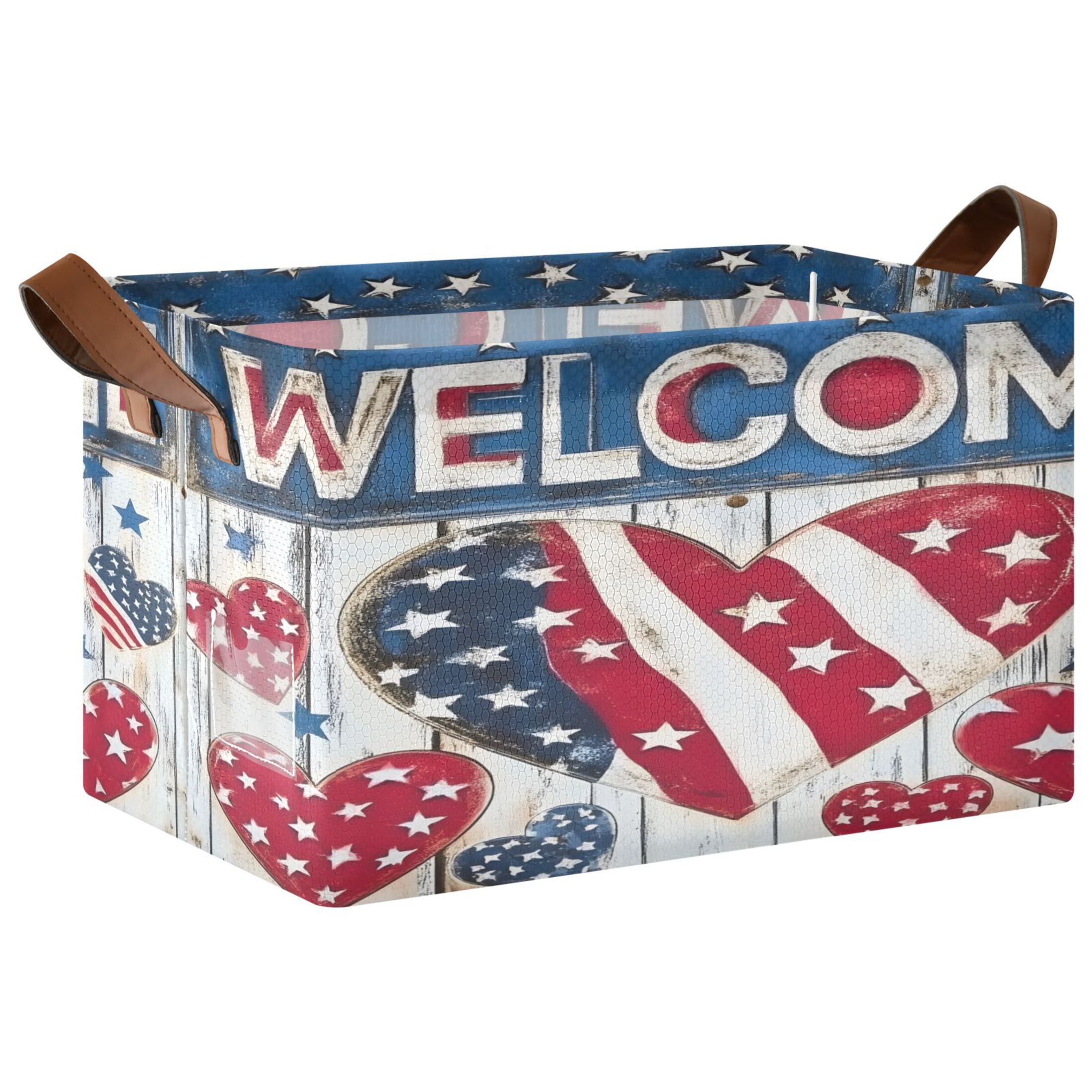 Ryvnso Welcome American Theme Storage Bins Large Basket Foldable Cube ...