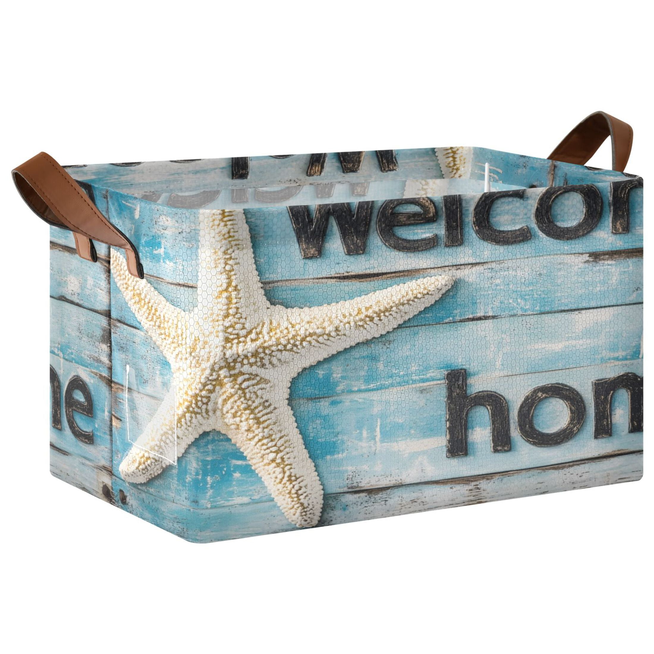 Ryvnso Welcome Home Starfish Storage Bins Large Basket Foldable Cube ...