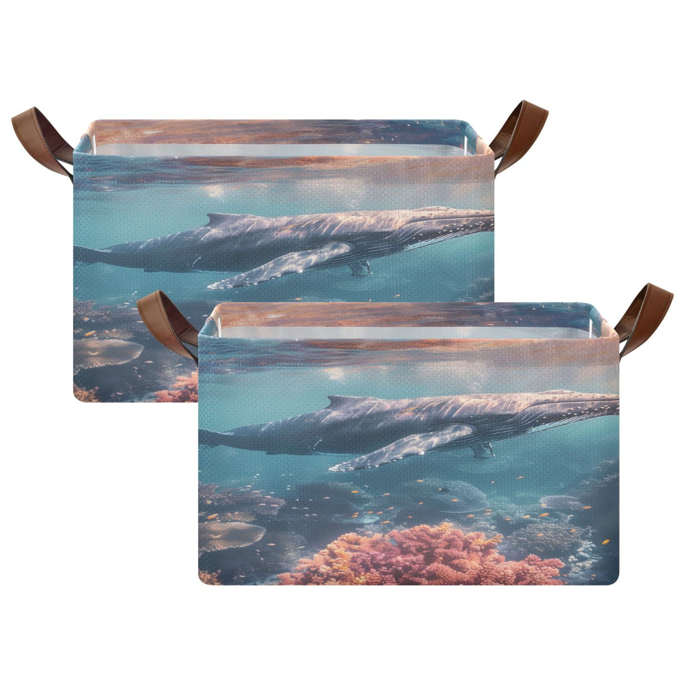 Ryvnso Whale Swims in The Sea Storage Bins Large Basket Foldable Cube ...
