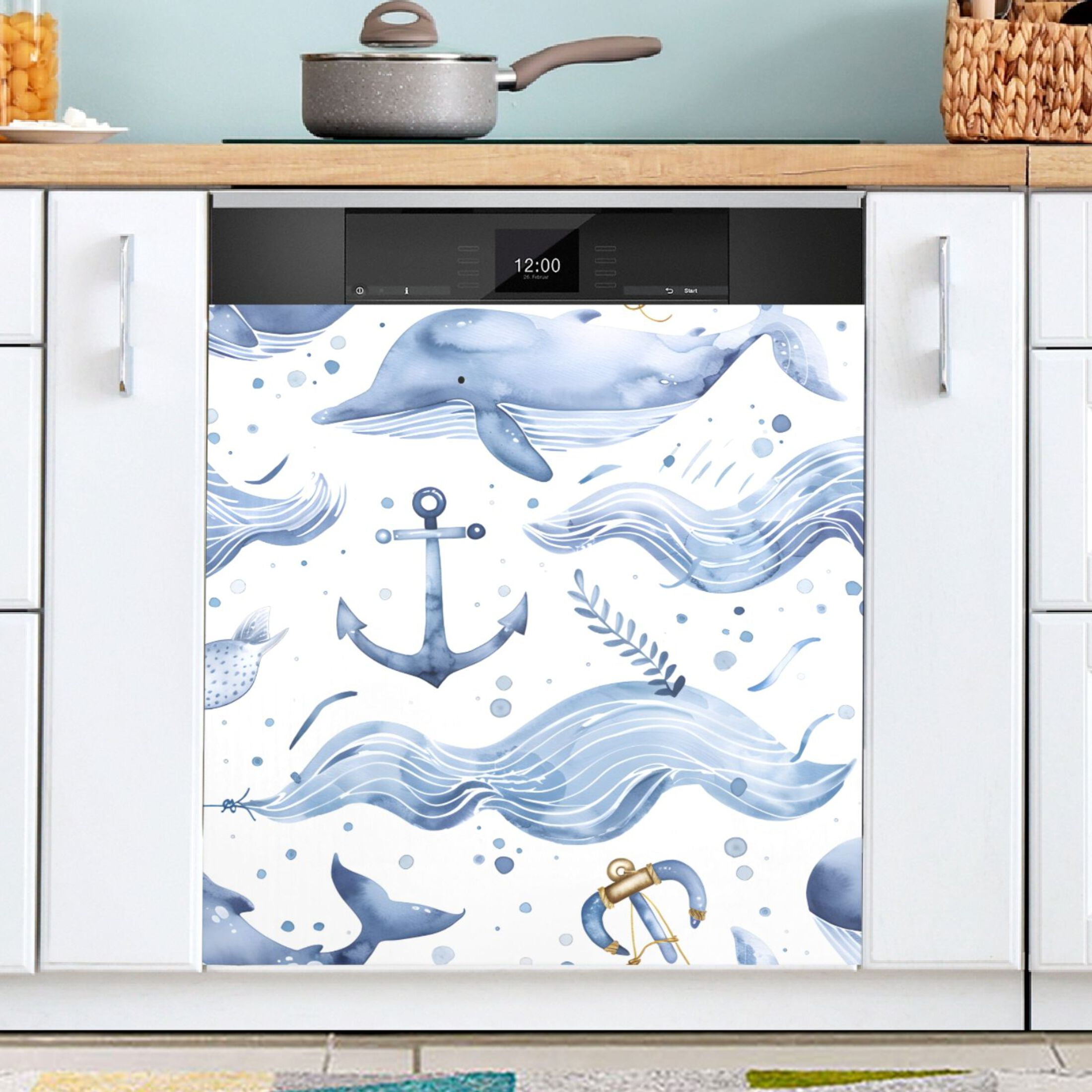 Ryvnso Whale and Anchors Dishwasher Magnetic Refrigerator Magnet Cover ...