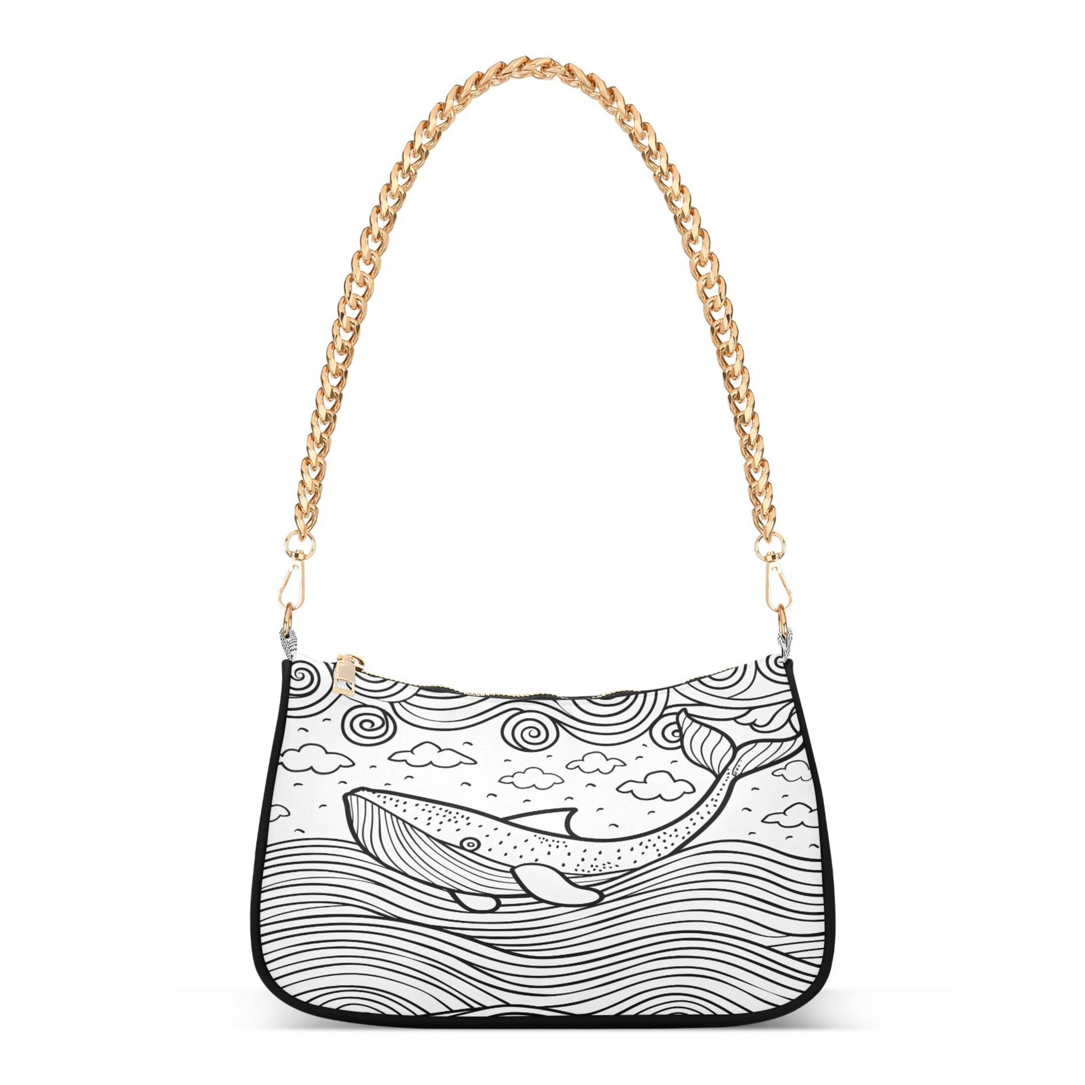 Ryvnso Whale and Ocean Waves Womens Chain Shoulder Bag Tote Handbags ...