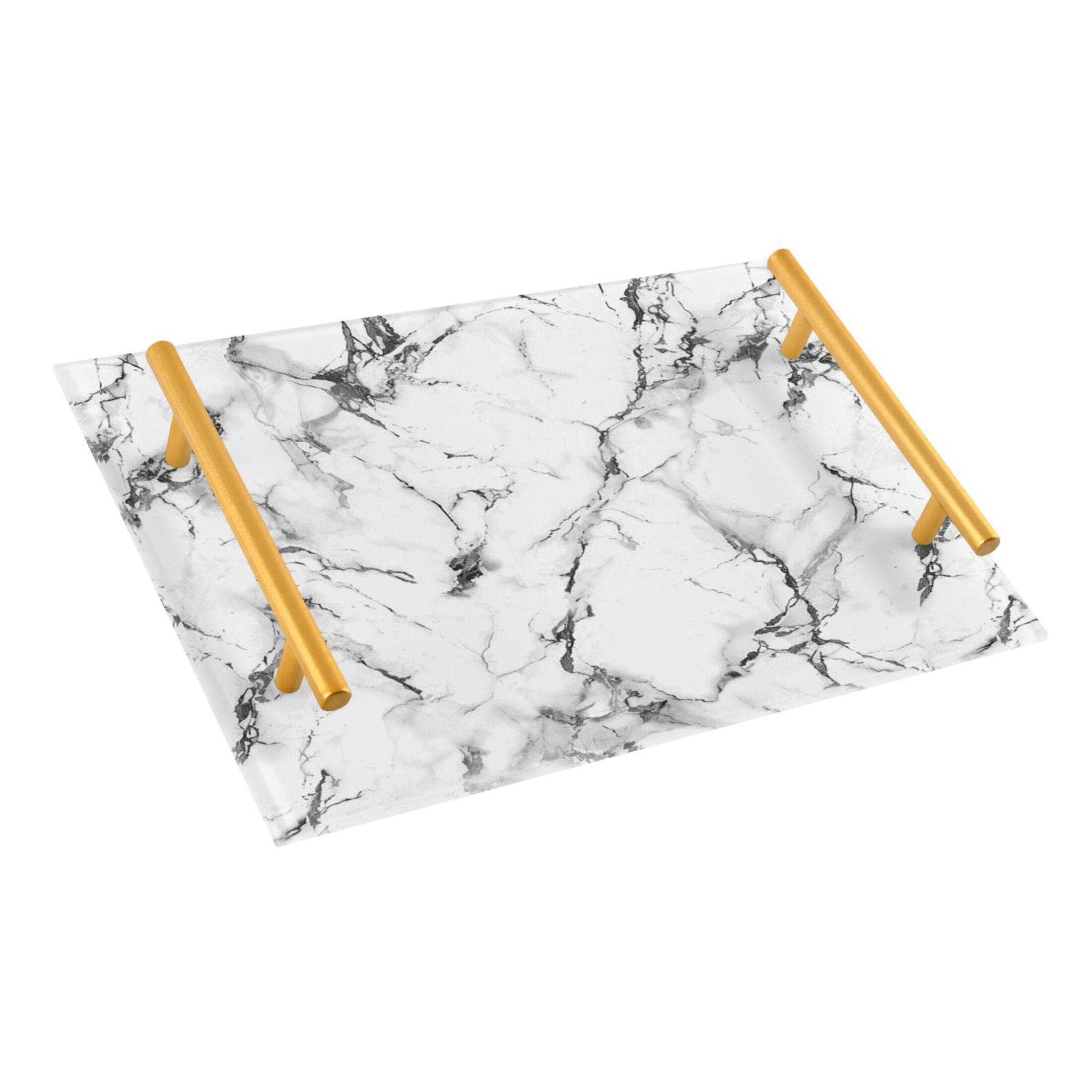 Ryvnso White Marble Bathroom Tray Vanity Countertop Trays Acrylic ...