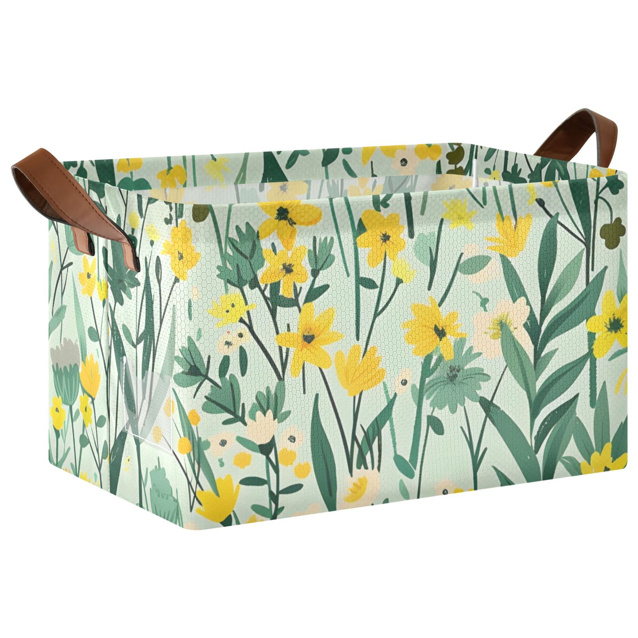 Ryvnso Wild Floral Leaves Storage Bins Large Basket Foldable Cube Toys ...