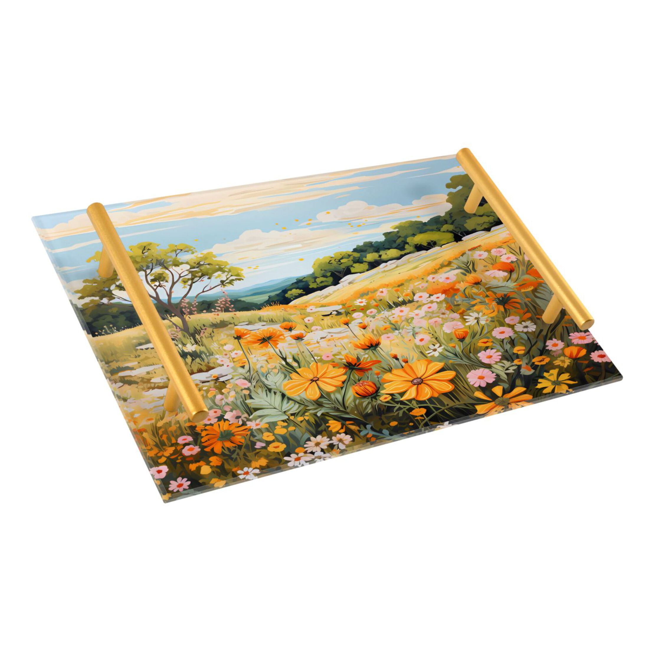 Ryvnso Wild Flower View Bathroom Tray Vanity Countertop Trays Acrylic ...